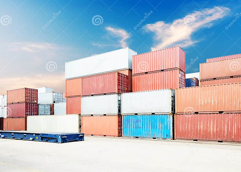 Stack of Cargo Containers at the Docks Stock Image - Image of import ...