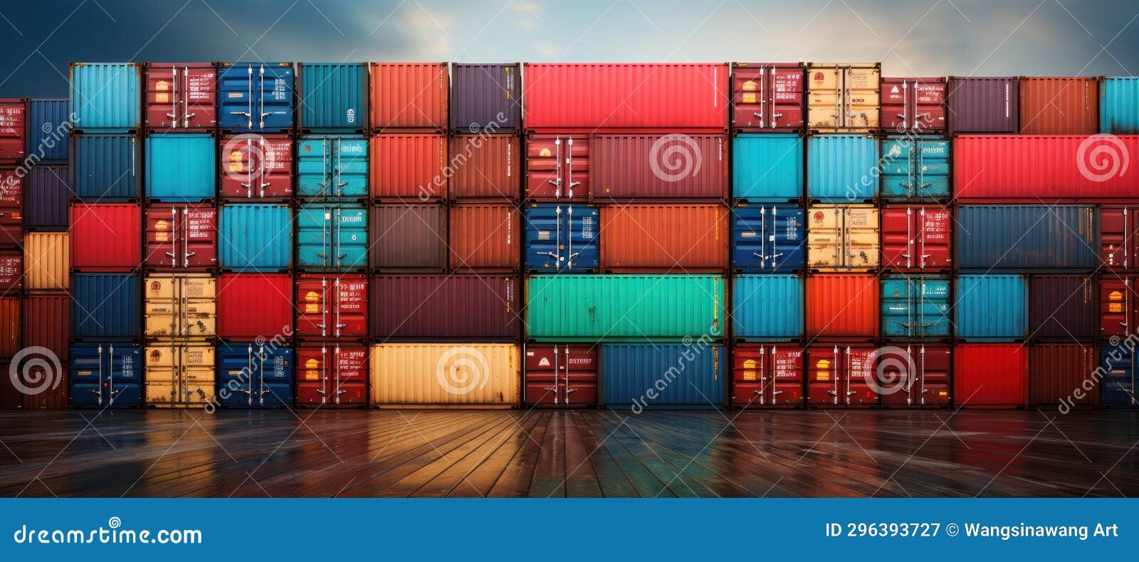 Stack of Cargo Containers at the Docks Stock Image - Image of global ...