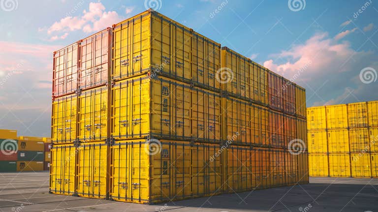 Stack of Cargo Containers at the Docks Stock Image - Image of freight ...