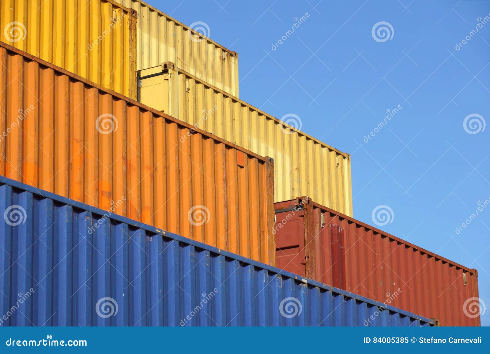 Stack of Cargo Containers at the Docks Stock Image - Image of metal ...