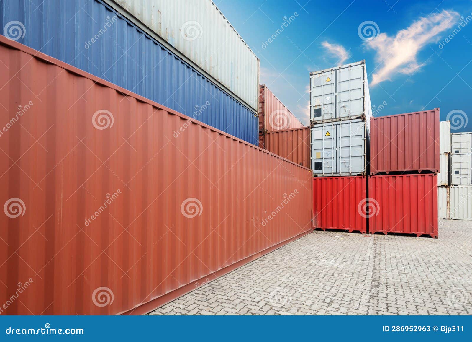 Stack of Cargo Containers at the Docks Stock Image - Image of heavy ...
