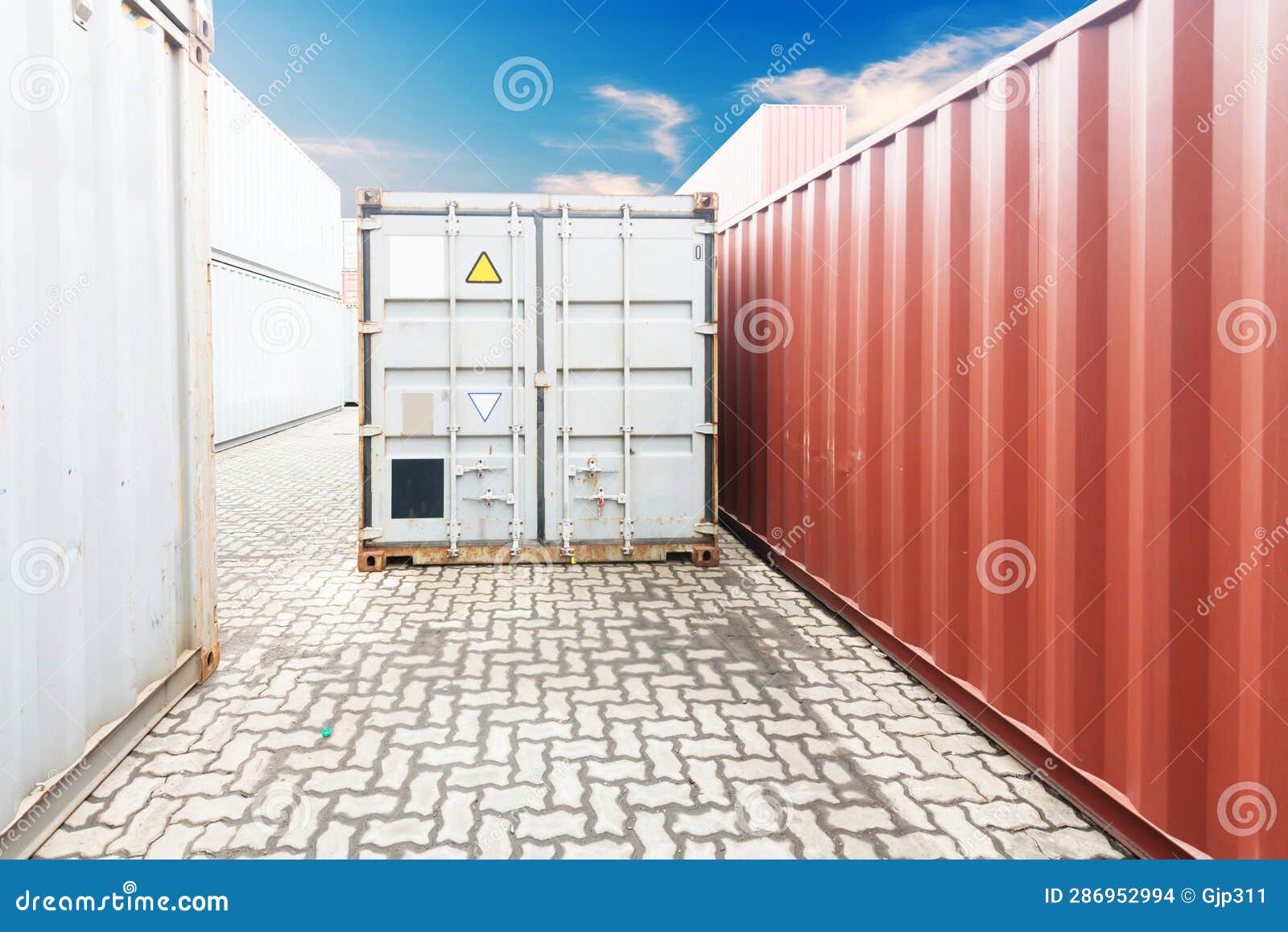 Stack of Cargo Containers at the Docks Stock Photo - Image of freight ...