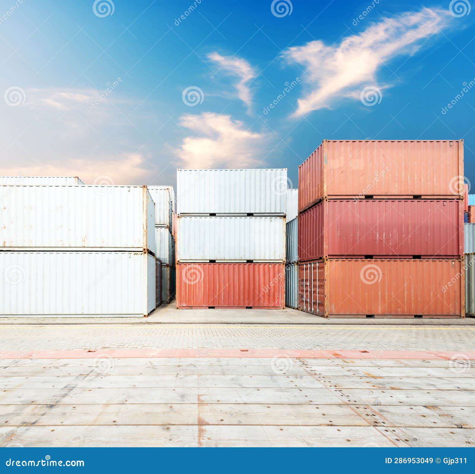 Stack of Cargo Containers at the Docks Stock Image - Image of goods ...