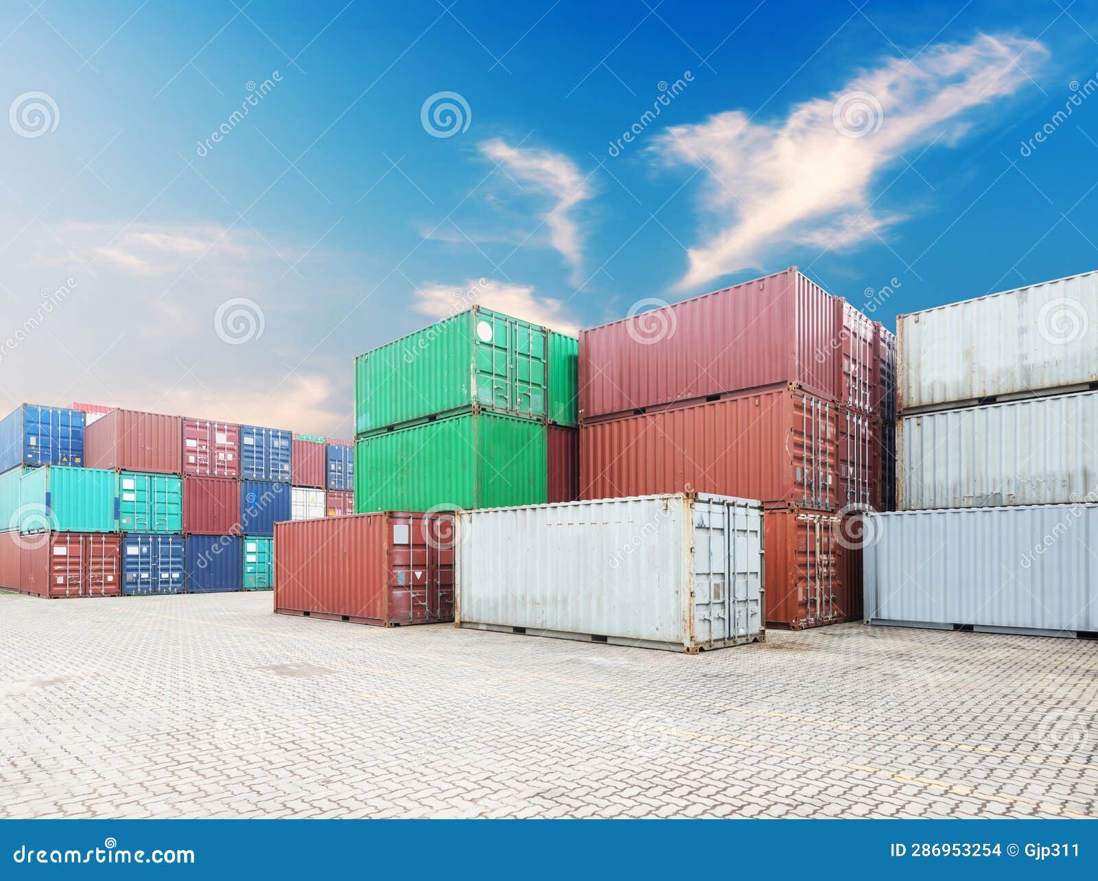 Stack of Cargo Containers at the Docks Stock Photo - Image of dock ...