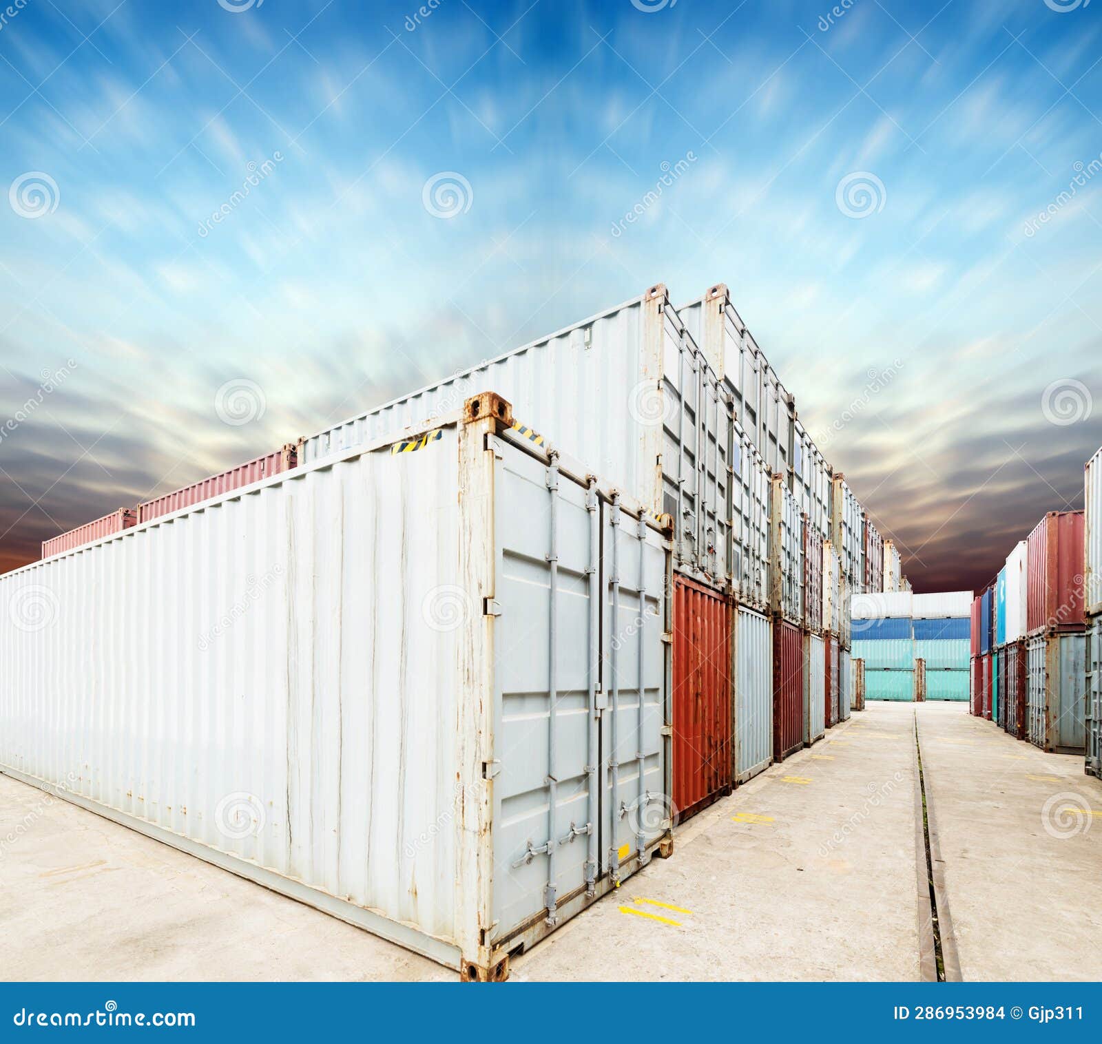 Stack of Cargo Containers at the Docks Stock Photo - Image of delivery ...