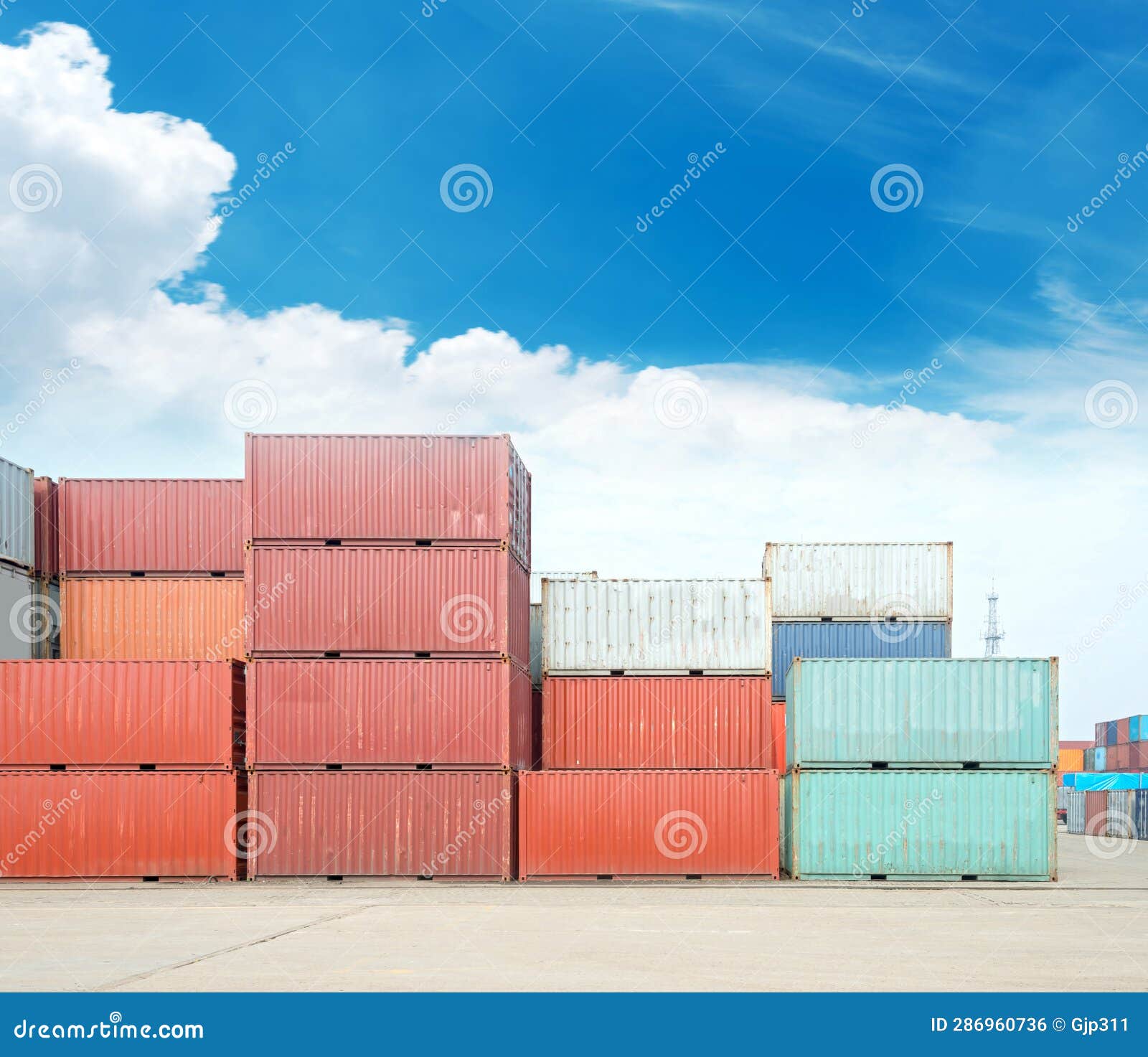 Stack of Cargo Containers at the Docks Stock Photo - Image of crate ...