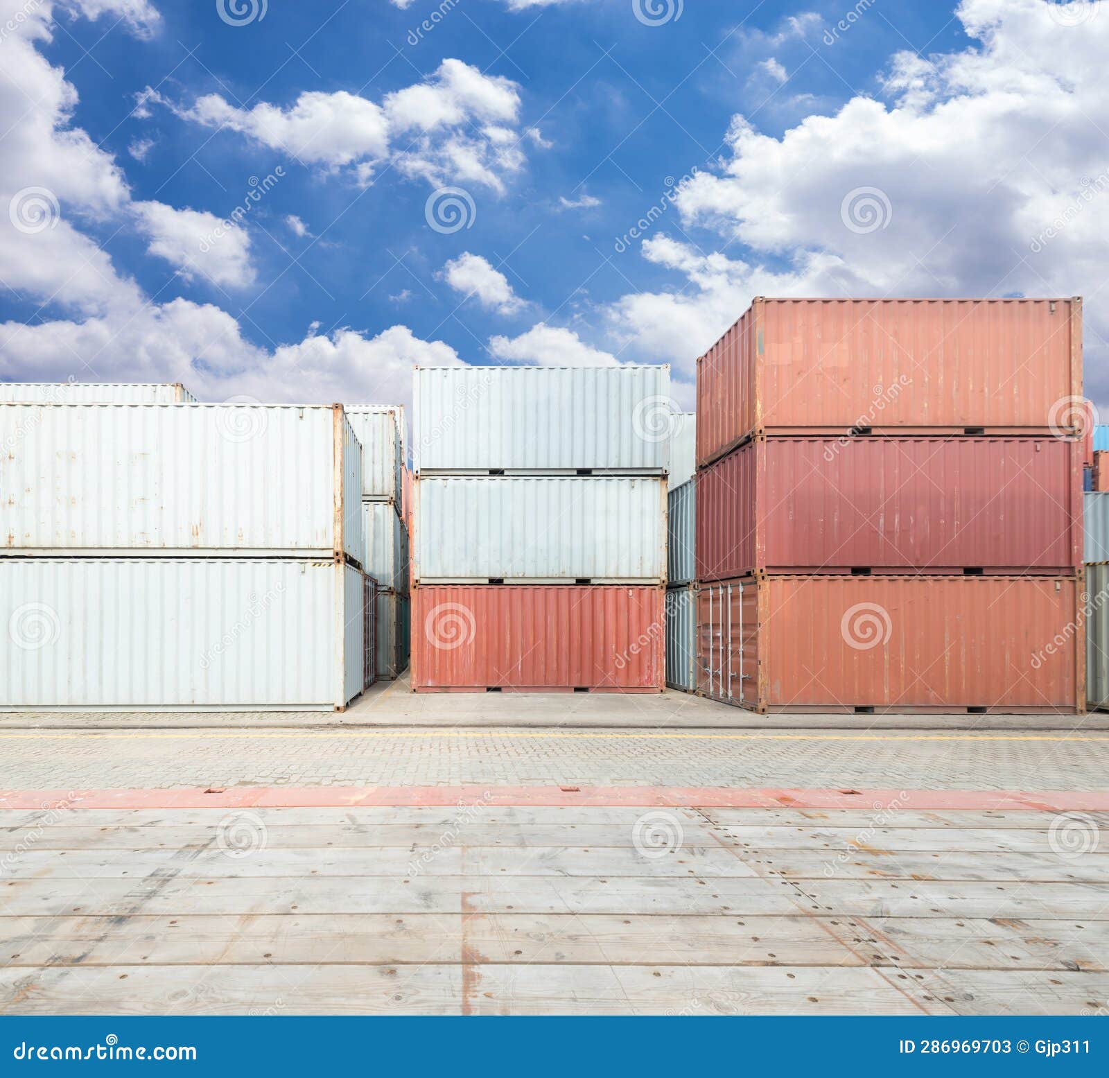 Stack of Cargo Containers at the Docks Stock Image - Image of heavy ...