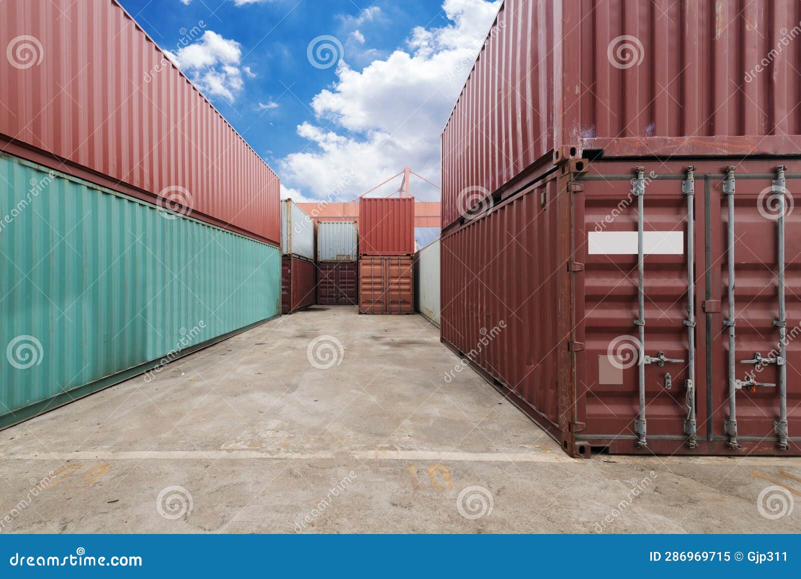 Stack of Cargo Containers at the Docks Stock Image - Image of metal ...