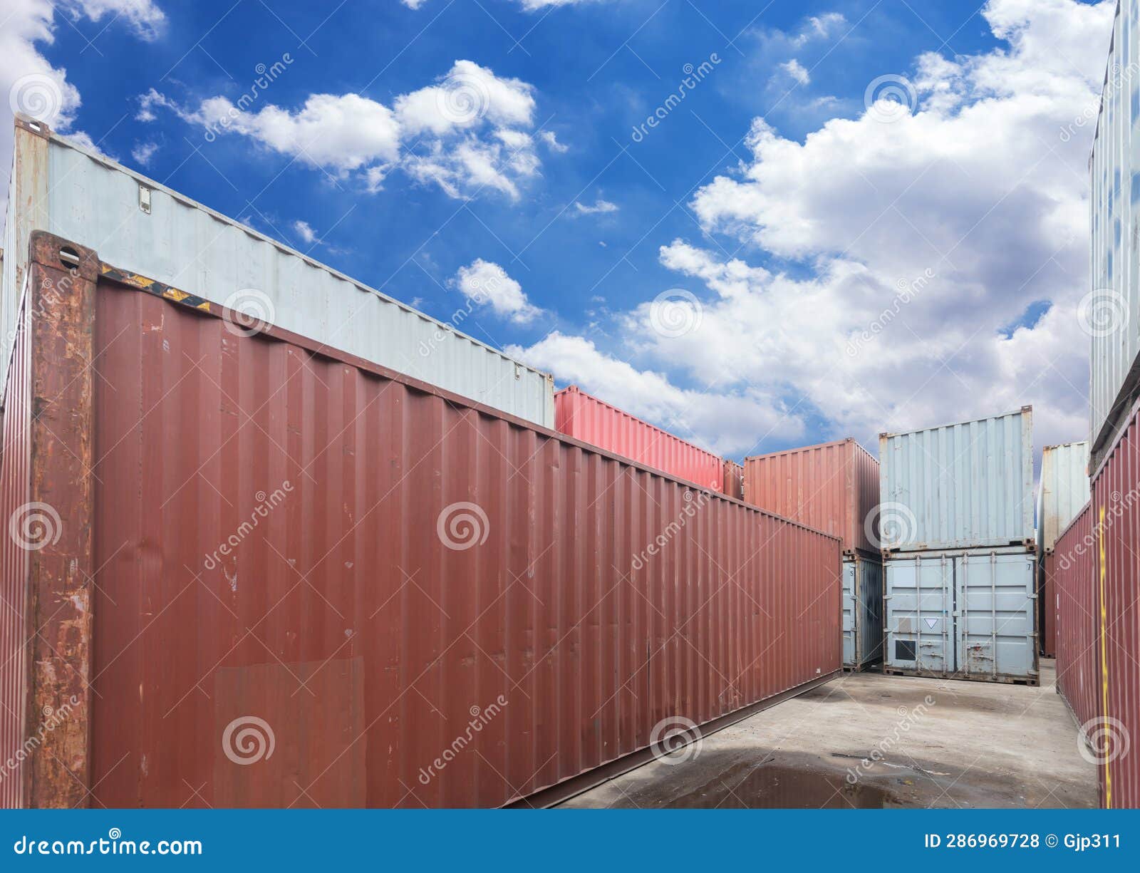 Stack of Cargo Containers at the Docks Stock Photo - Image of harbor ...