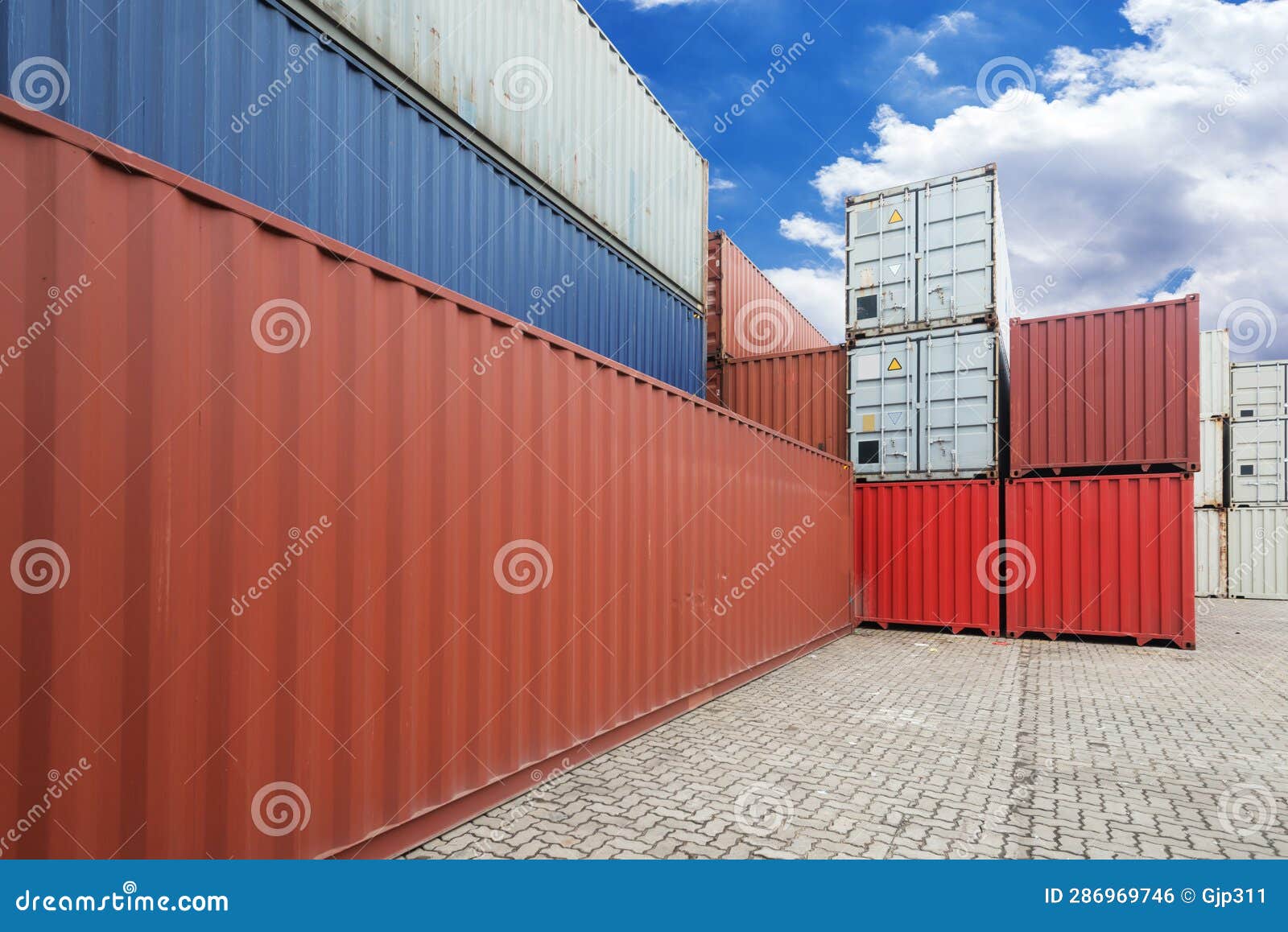 Stack of Cargo Containers at the Docks Stock Photo - Image of import ...