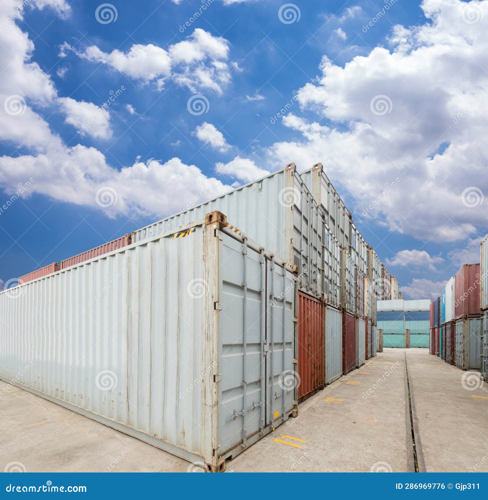 Stack of Cargo Containers at the Docks Stock Photo - Image of carrying ...