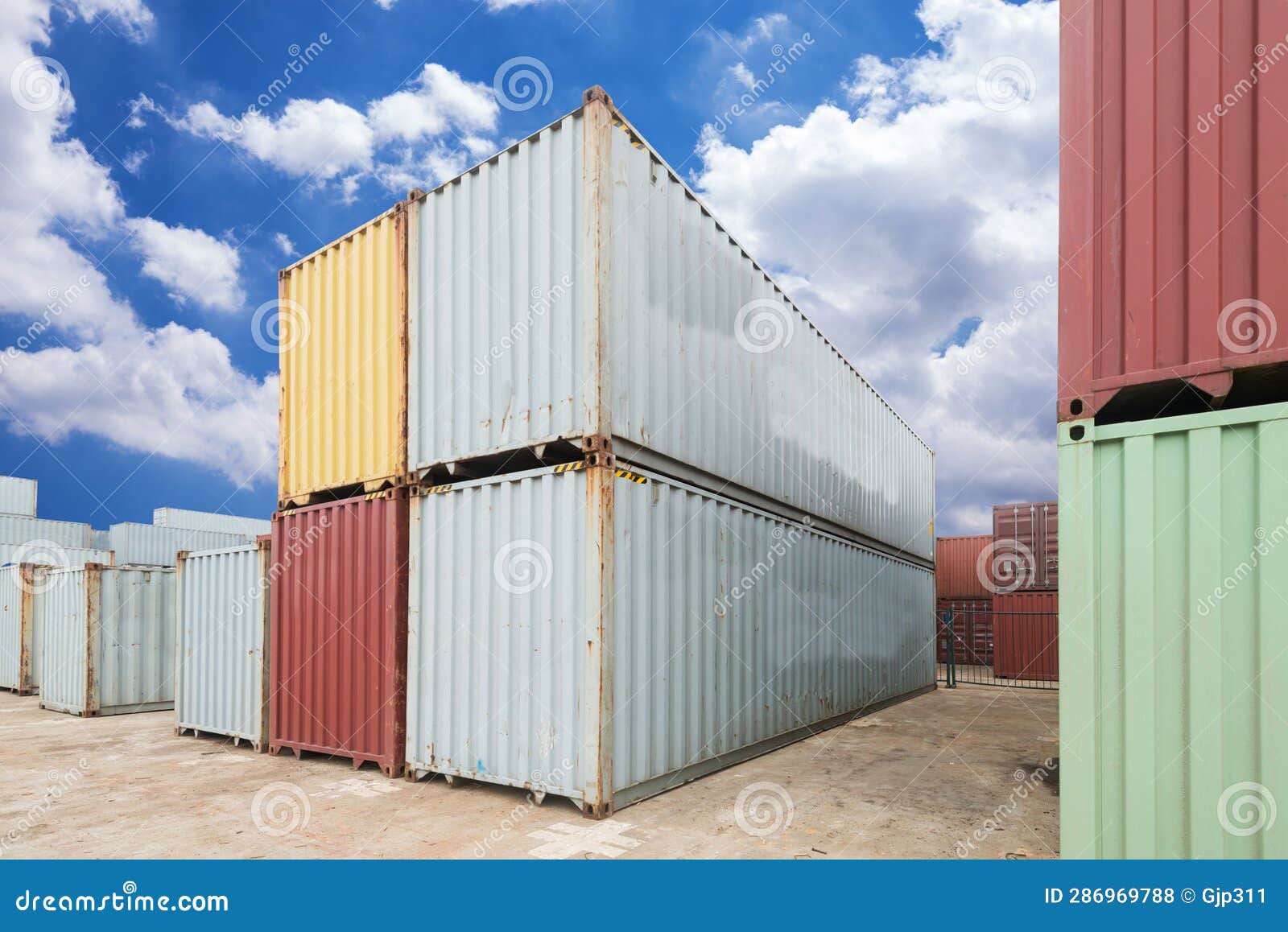 Stack of Cargo Containers at the Docks Stock Photo - Image of delivery ...