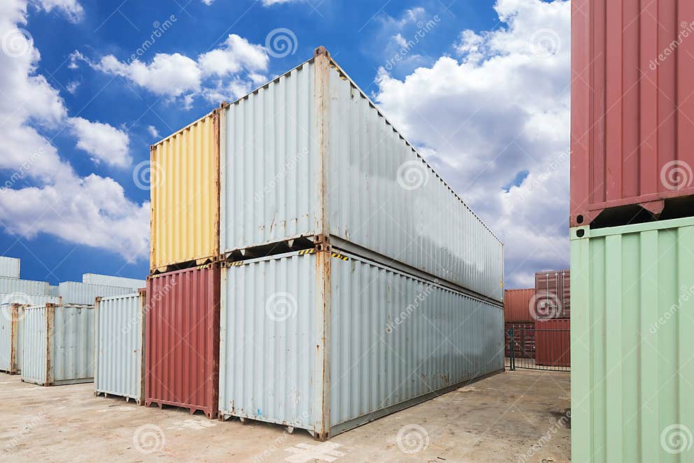 Stack of Cargo Containers at the Docks Stock Photo - Image of delivery ...