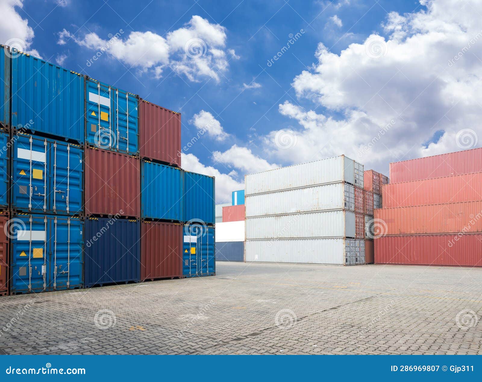 Stack of Cargo Containers at the Docks Stock Image - Image of goods ...