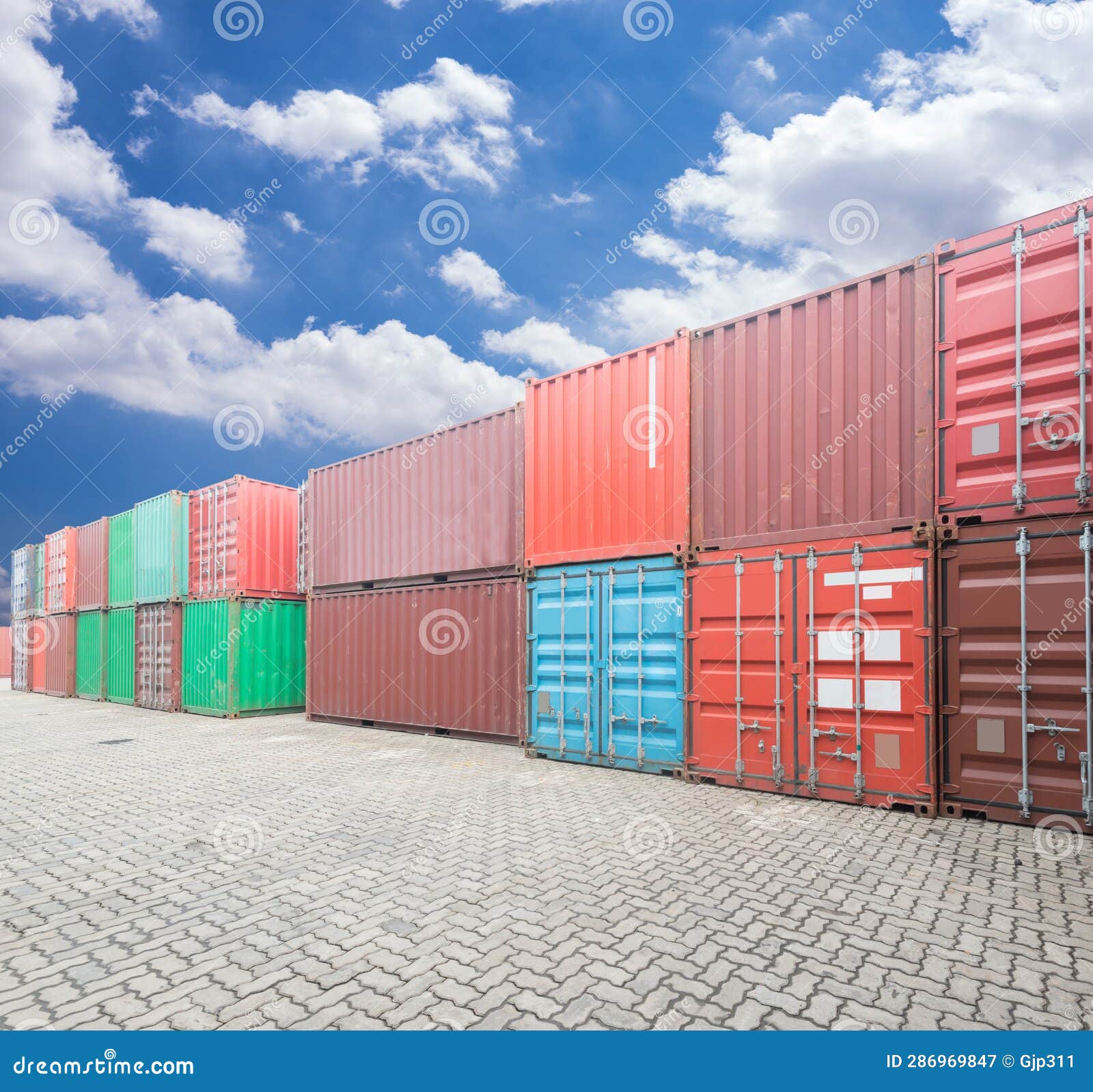 Stack of Cargo Containers at the Docks Stock Image - Image of goods ...