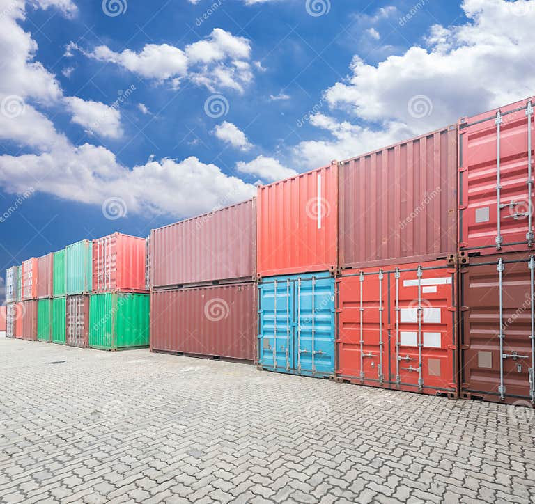 Stack of Cargo Containers at the Docks Stock Image - Image of goods ...
