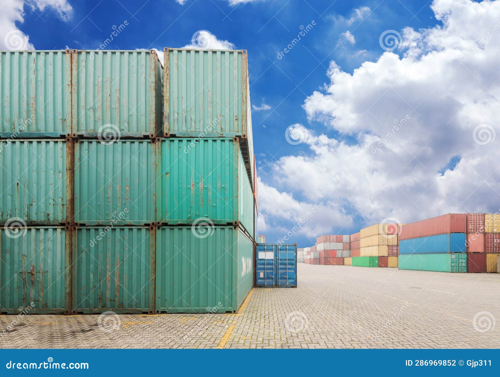 Stack of Cargo Containers at the Docks Stock Photo - Image of logistics ...