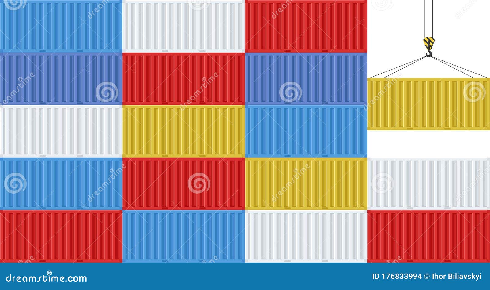 Stack Of Cargo Containers In A Harbor. Colorful Industrial Background ...