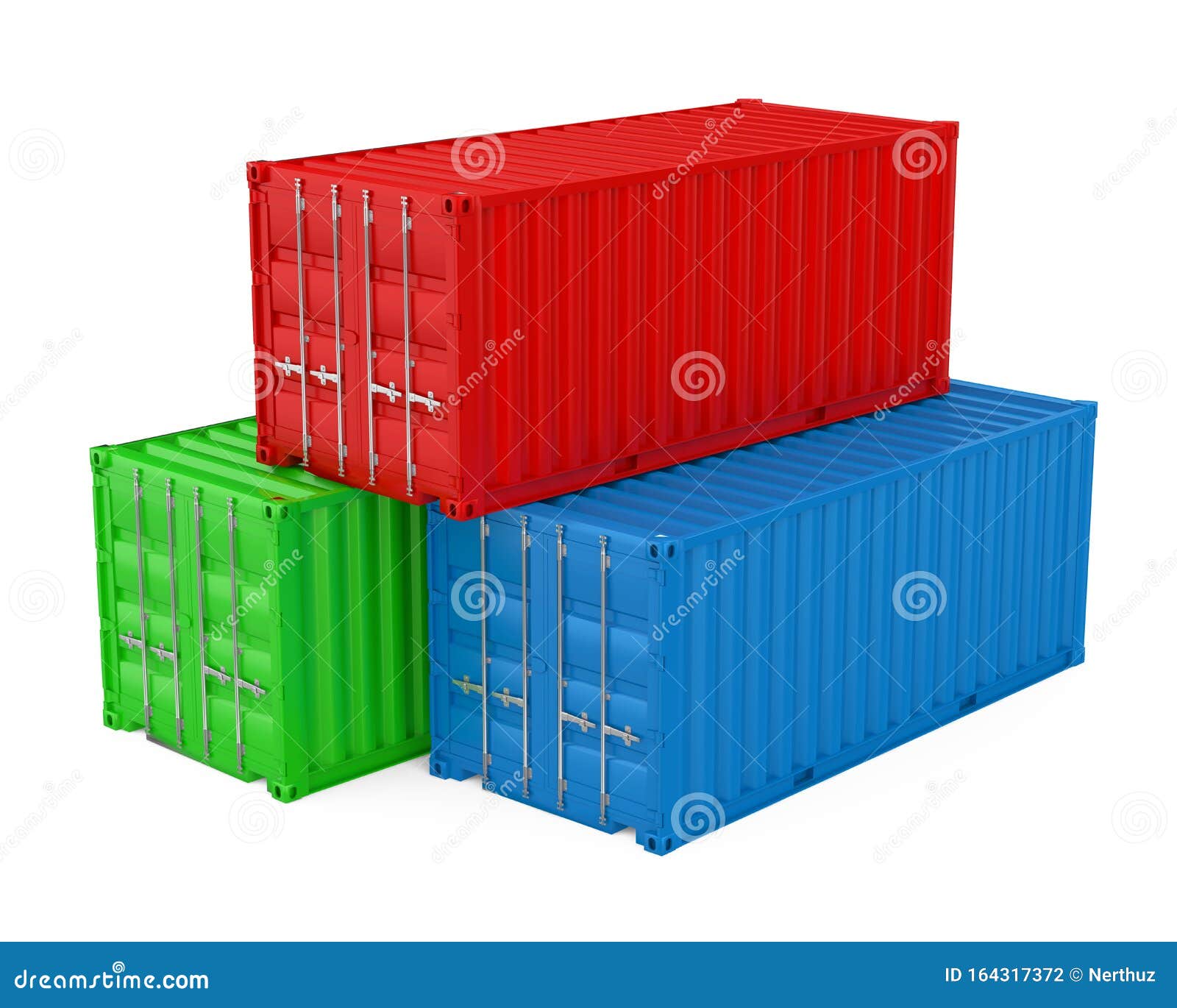 Stack Of Cargo Containers In A Harbor. Colorful Industrial Background ...