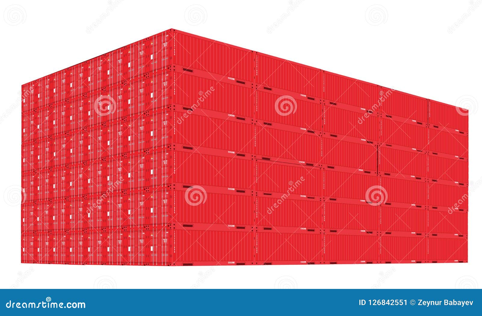 Stack of Cargo Containers with Perspective View. Red Color. Vector ...