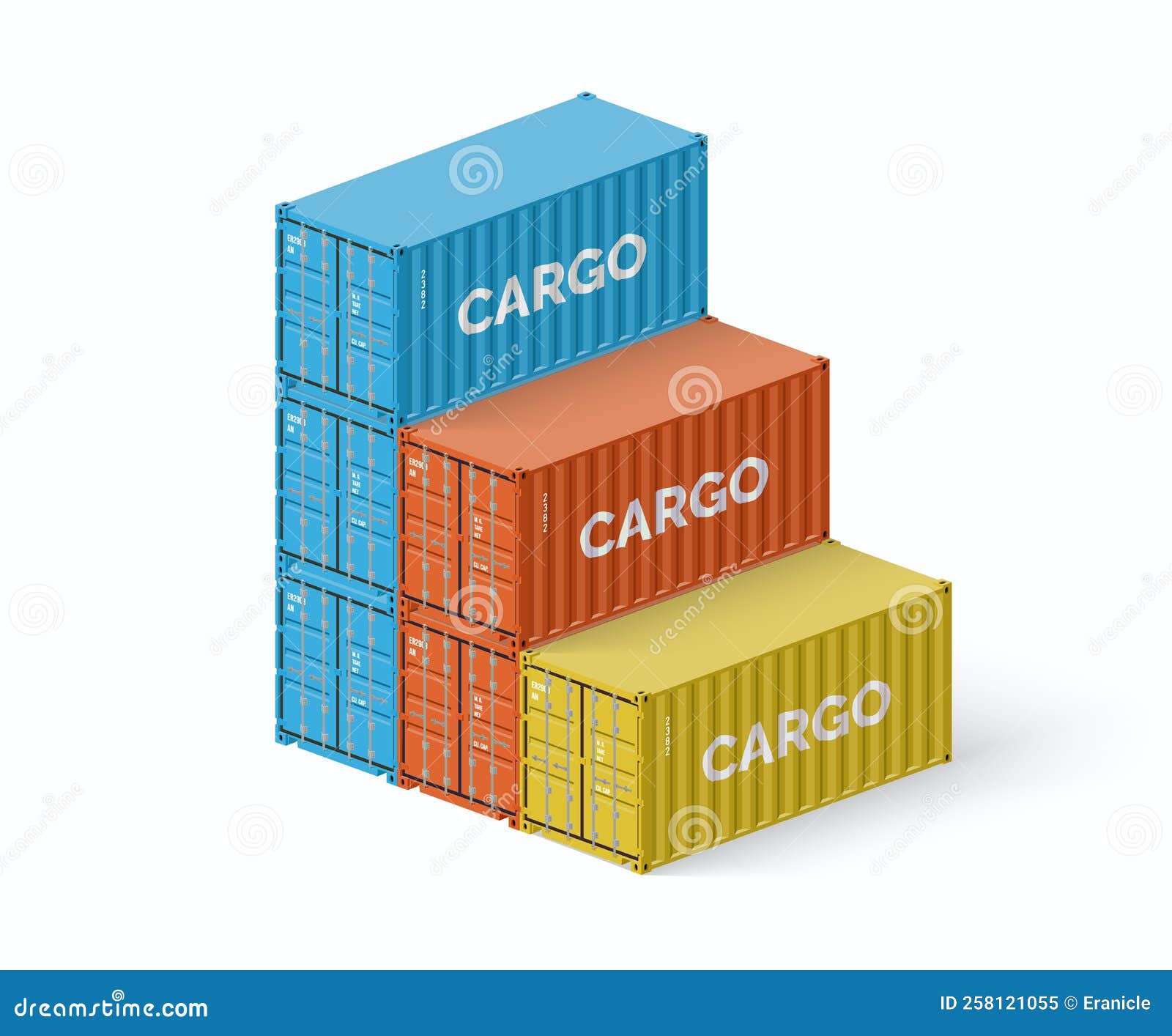 Stack of cargo containers stock vector. Illustration of transportation ...