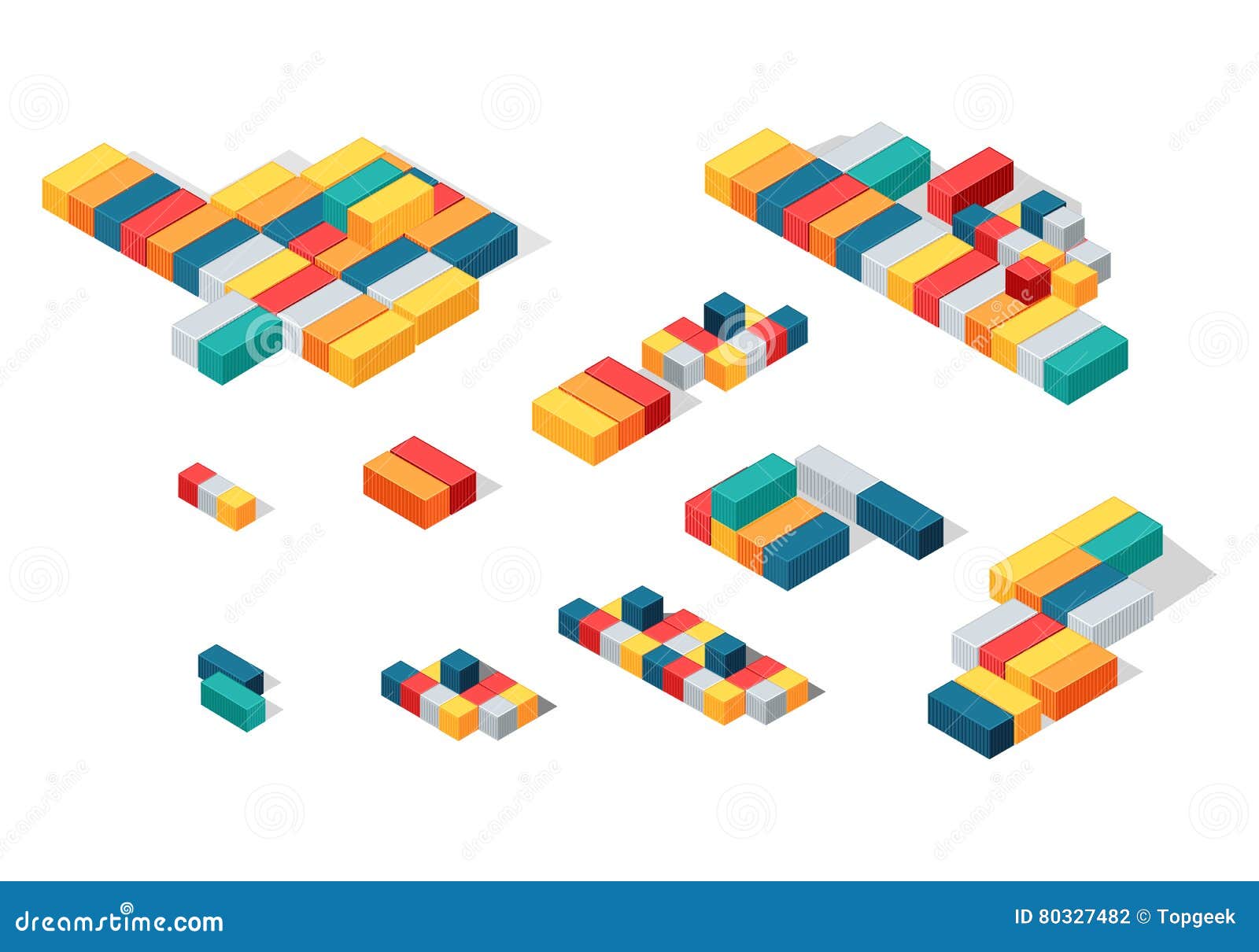 Stack of Cargo or Intermodal Containers. Vector Stock Vector ...