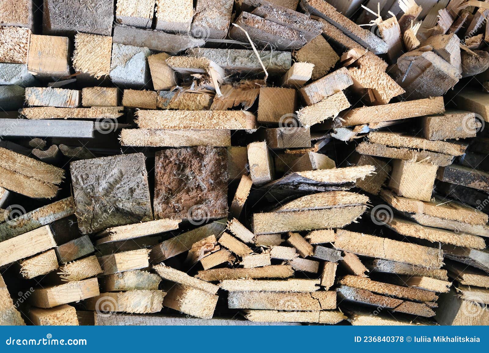 A Stack of Carpentery Waste Using As Firewood, Sustainable, Rational ...