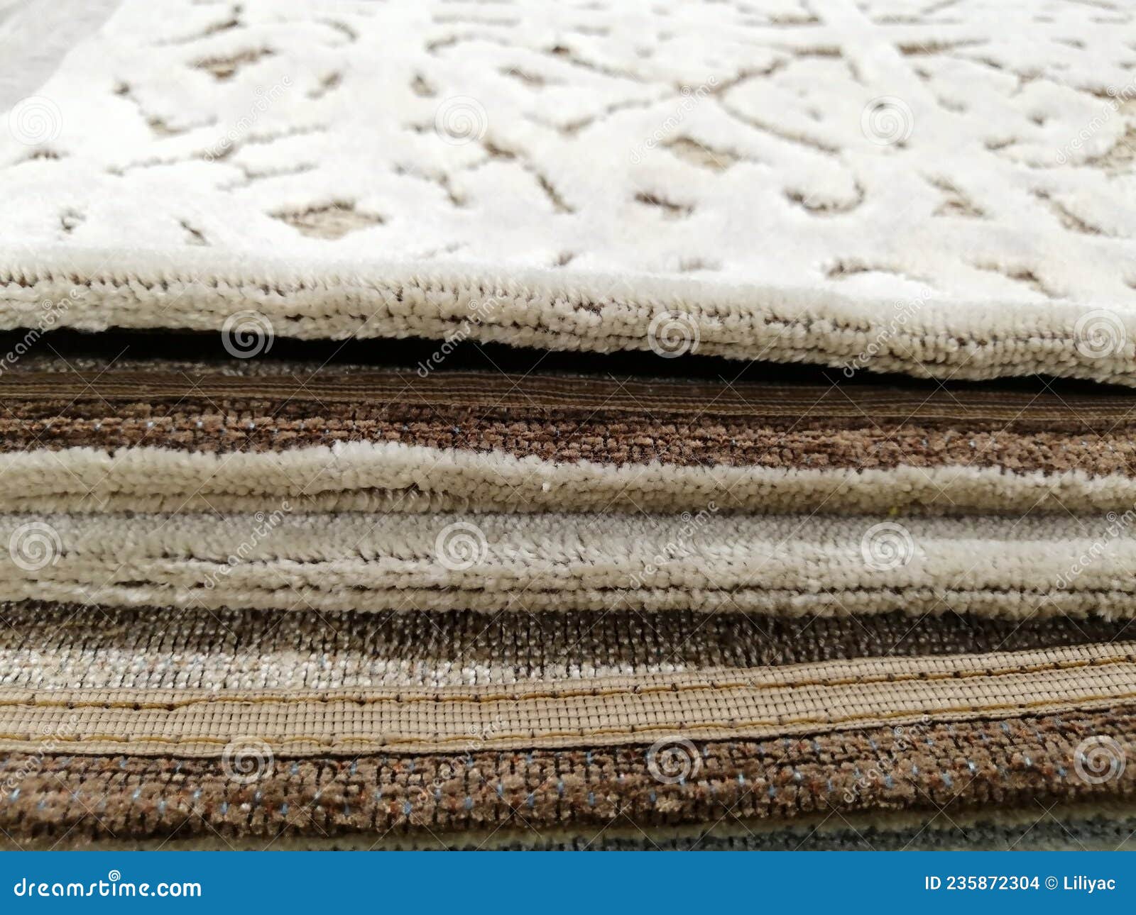 Stack of Carpets Close-up. Interior Textiles Stock Photo - Image of ...