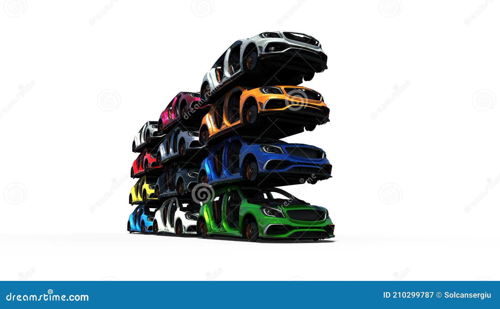 A Stack of Cars Representing a Junk Yard Stock Illustration ...