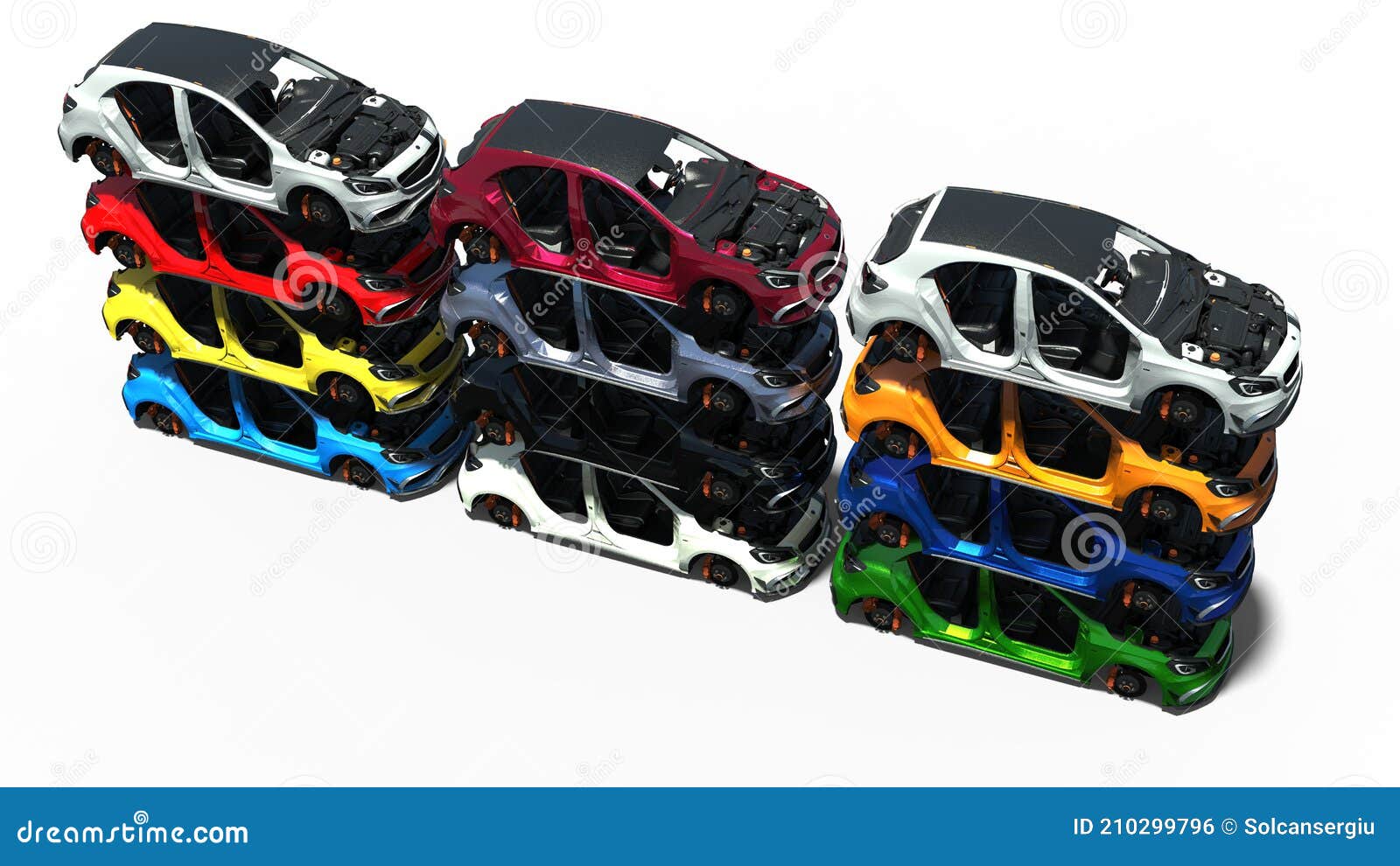A Stack of Cars Representing a Junk Yard Stock Illustration ...