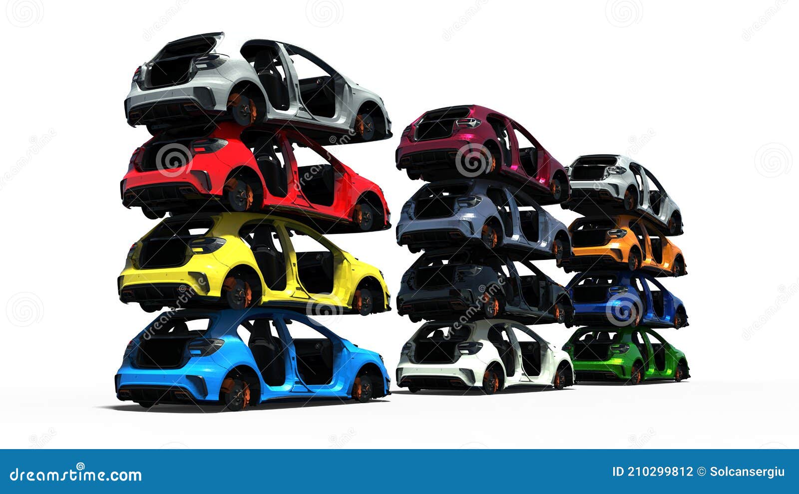 A Stack of Cars Representing a Junk Yard Stock Illustration ...