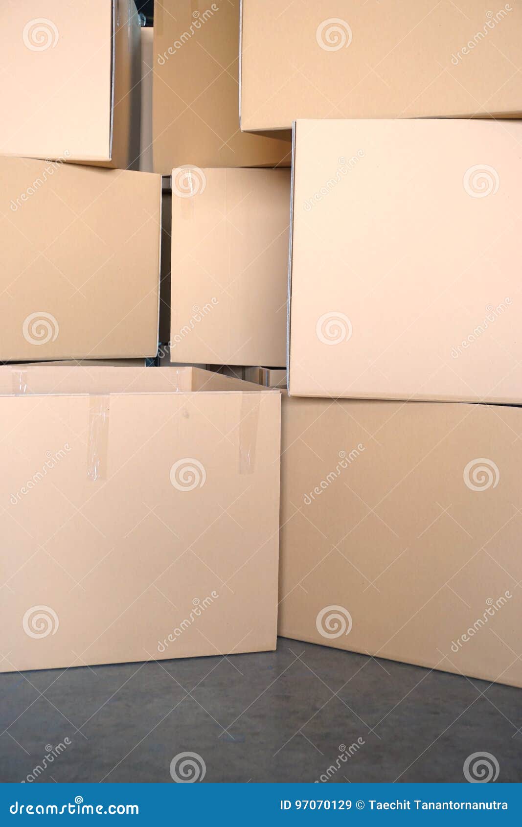 Stack of carton box stock image. Image of indoors, package - 97070129