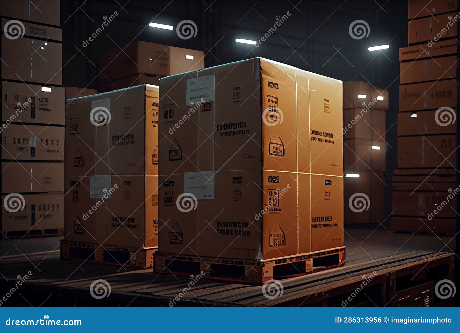 Stack of Carton Boxes Package on Pallet Stock Illustration ...