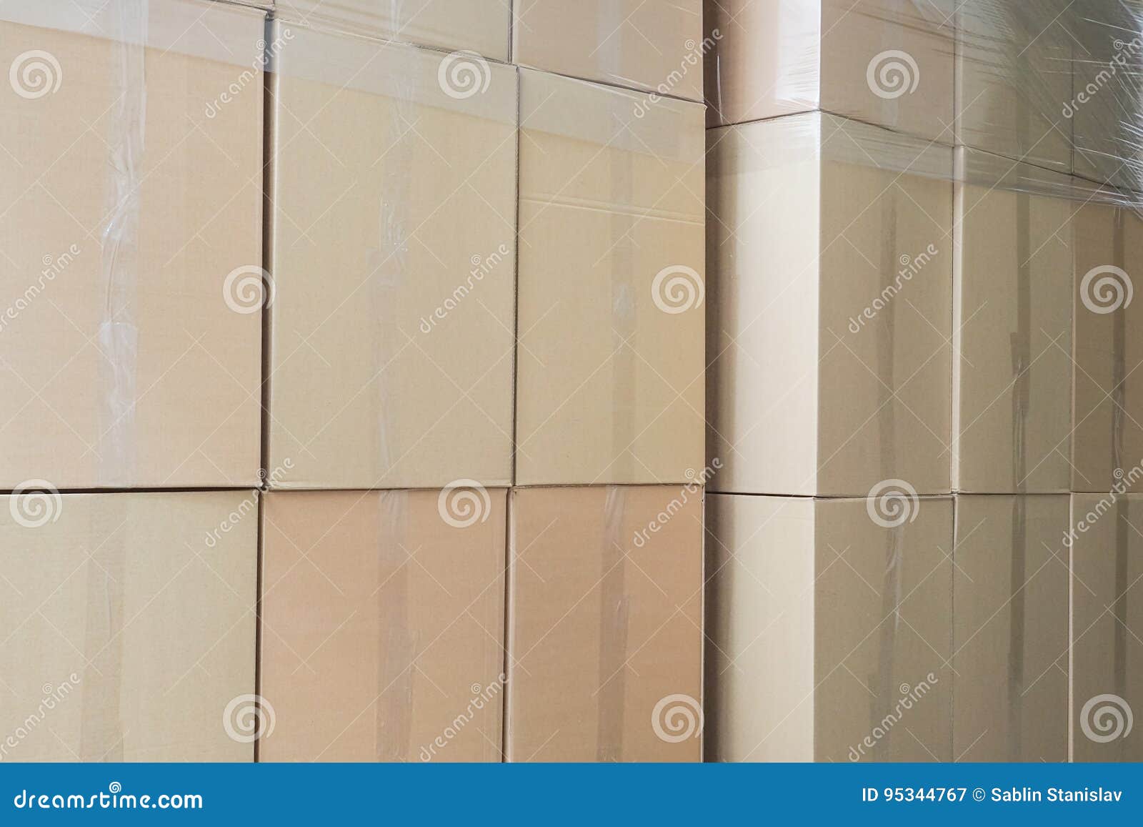 Stack of Carton Boxes on Pallet Ready for Transport. Stock Image ...