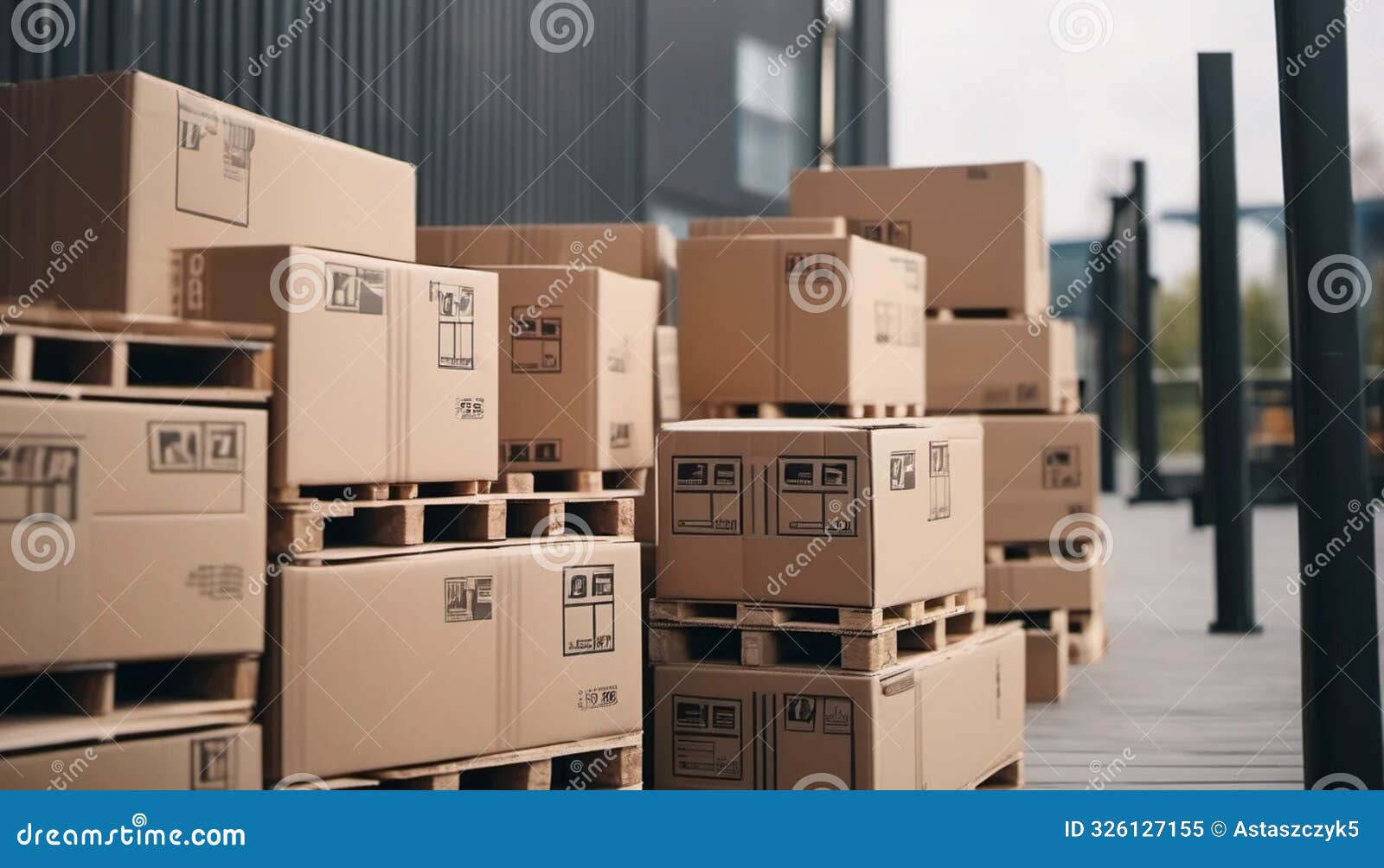 Stack of Carton Boxes on Pallets. Stock Illustration - Illustration of ...