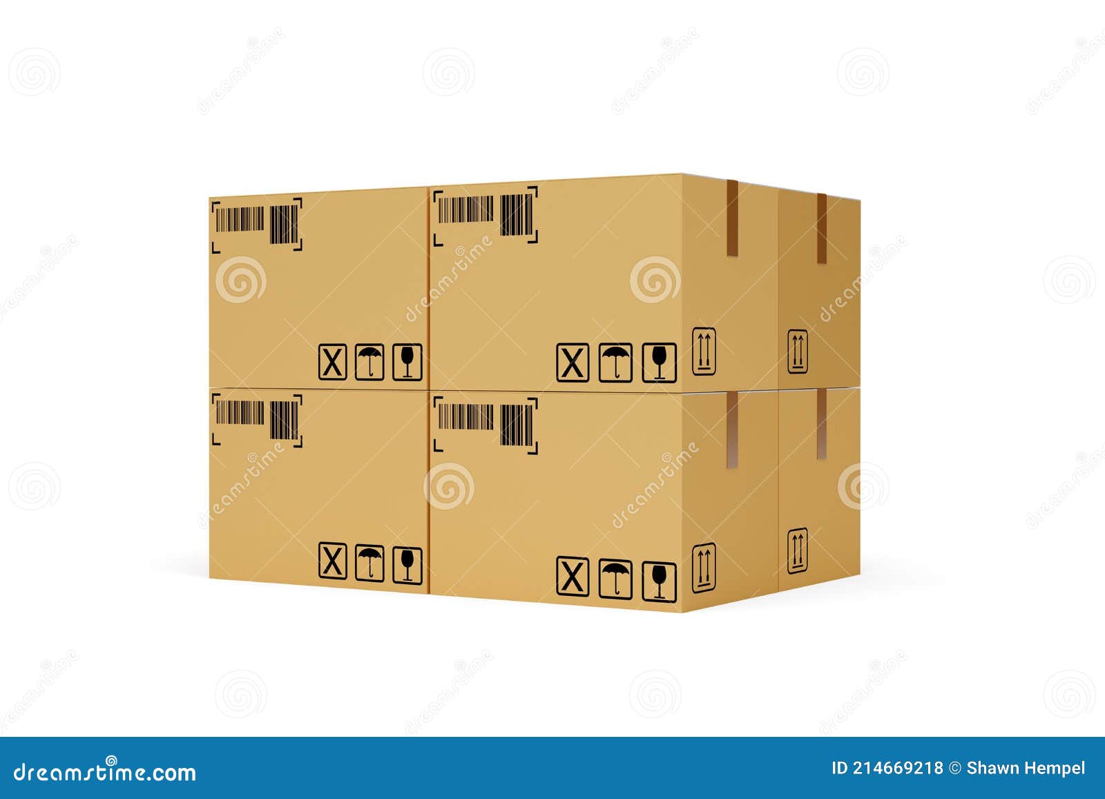 Stack of Carton Cardboard Boxes Over White Background, Freight, Cargo ...