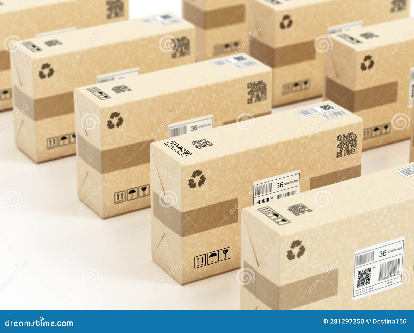 Stack of Carton Parcel Cardboard Packages. 3D Illustration Stock ...