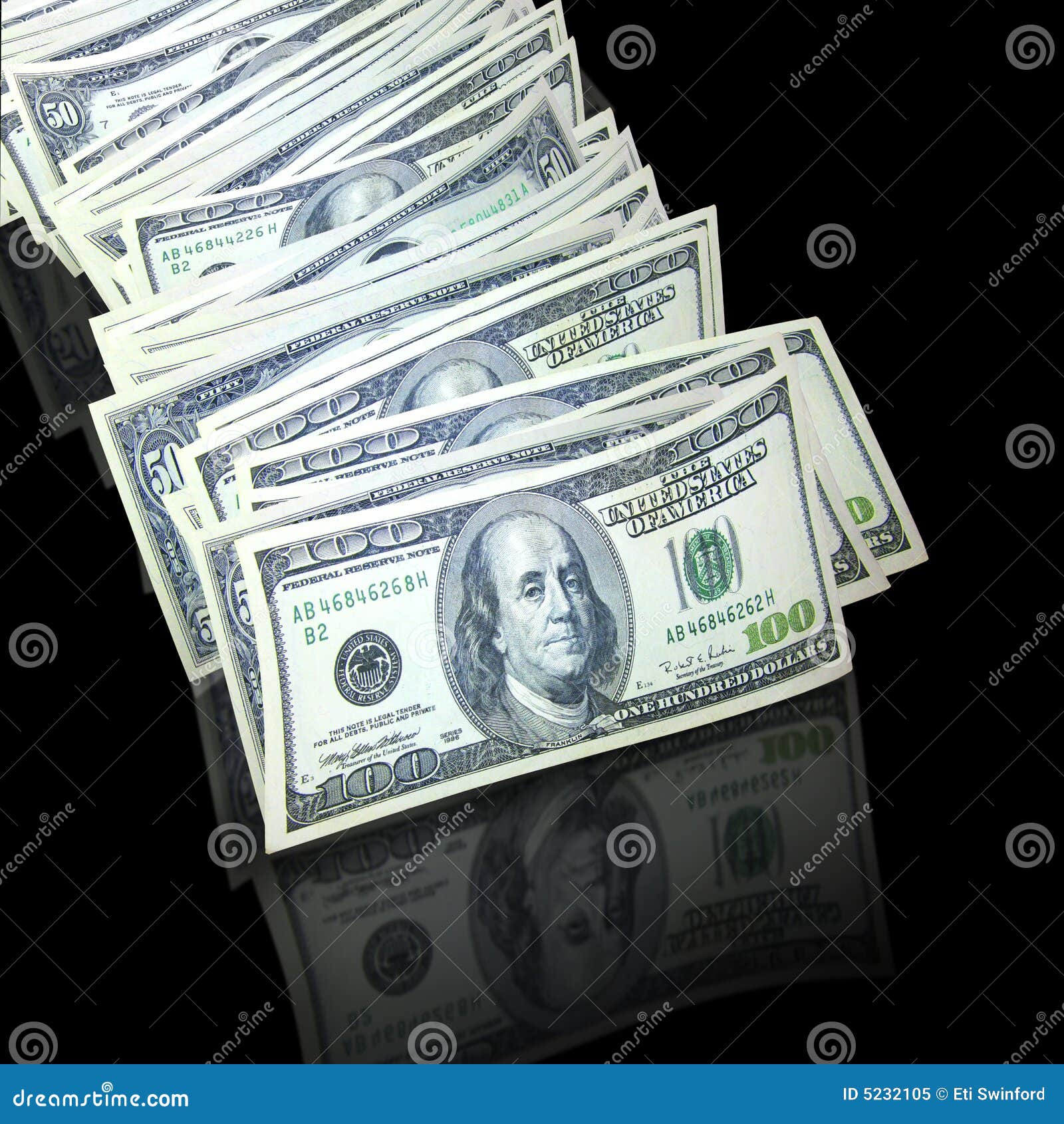 Stack of cash stock image. Image of investing, solve, reflection - 5232105