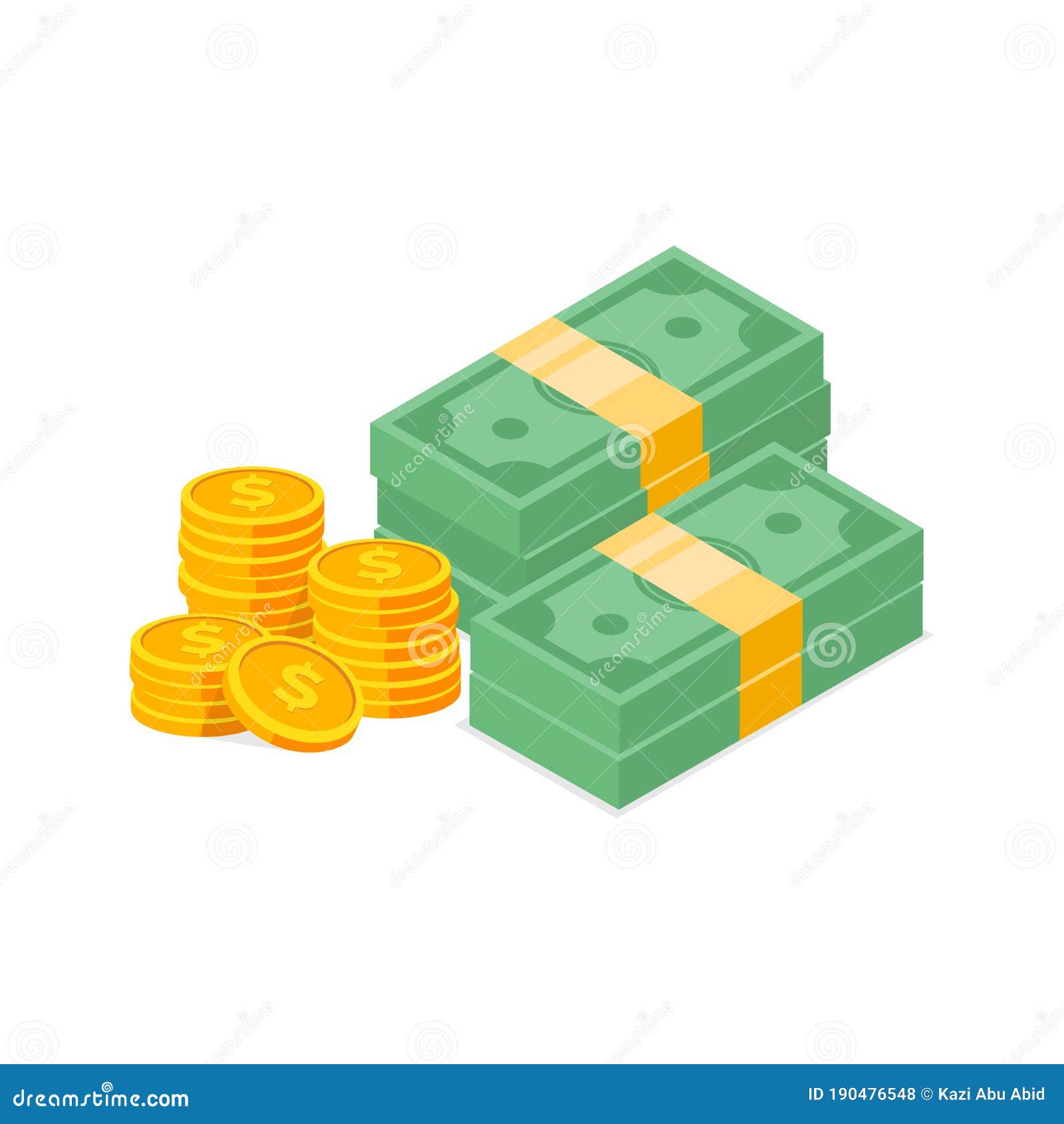Stack of Cash Symbol Flat Style Isometric Illustration Stock Vector ...