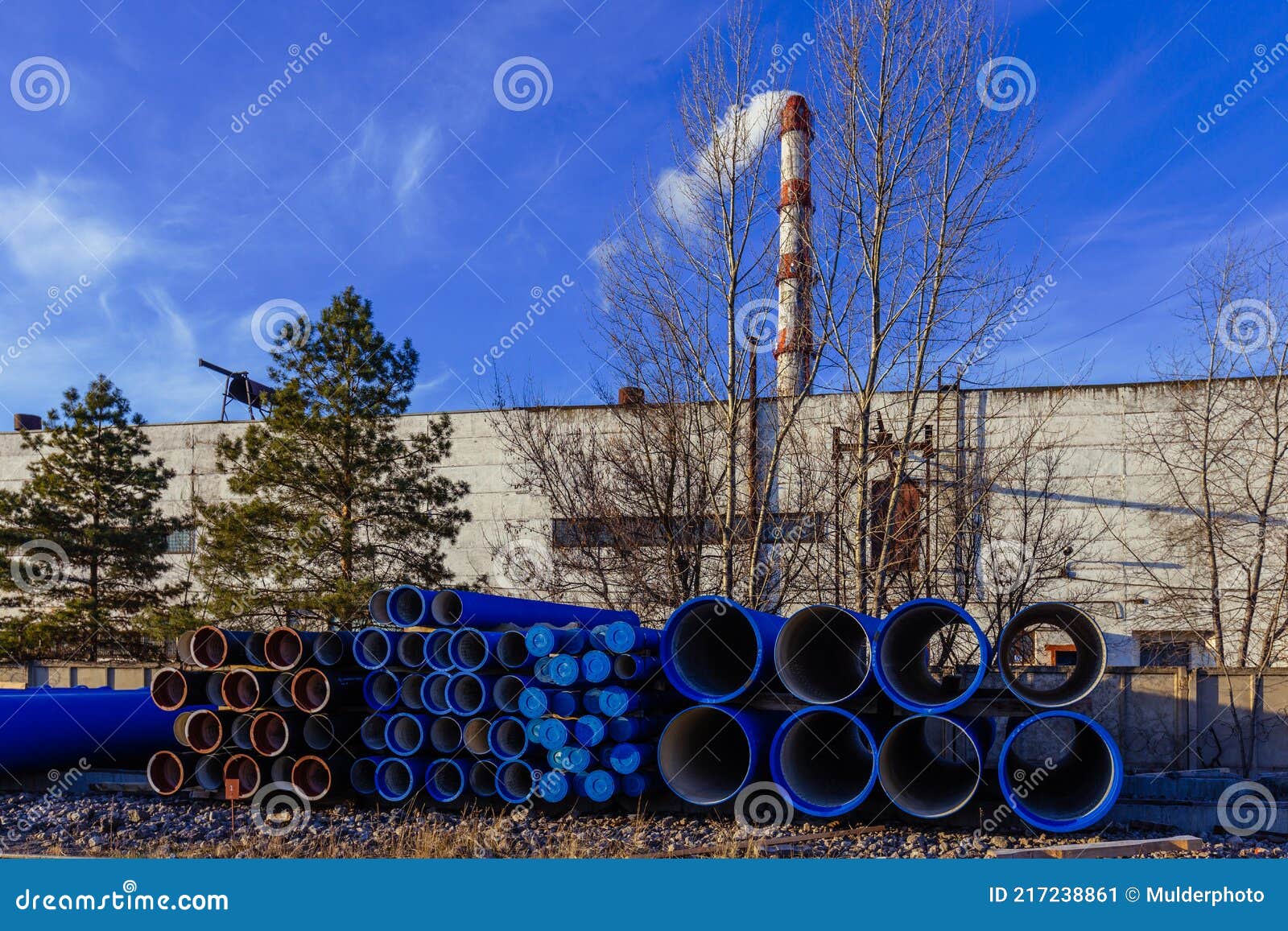 Stack Of Cast Iron Pipes In Loading Area Waiting For Transportation ...