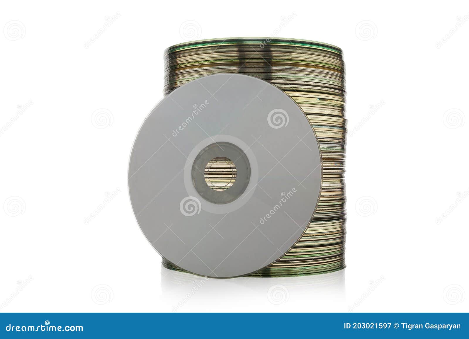 Stack of CD or DVD Disk Isolated on White Background. Set Collection ...
