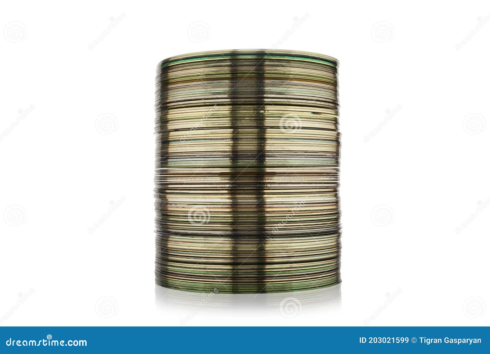 Stack of CD or DVD Disk Isolated on White Background. Set Collection ...
