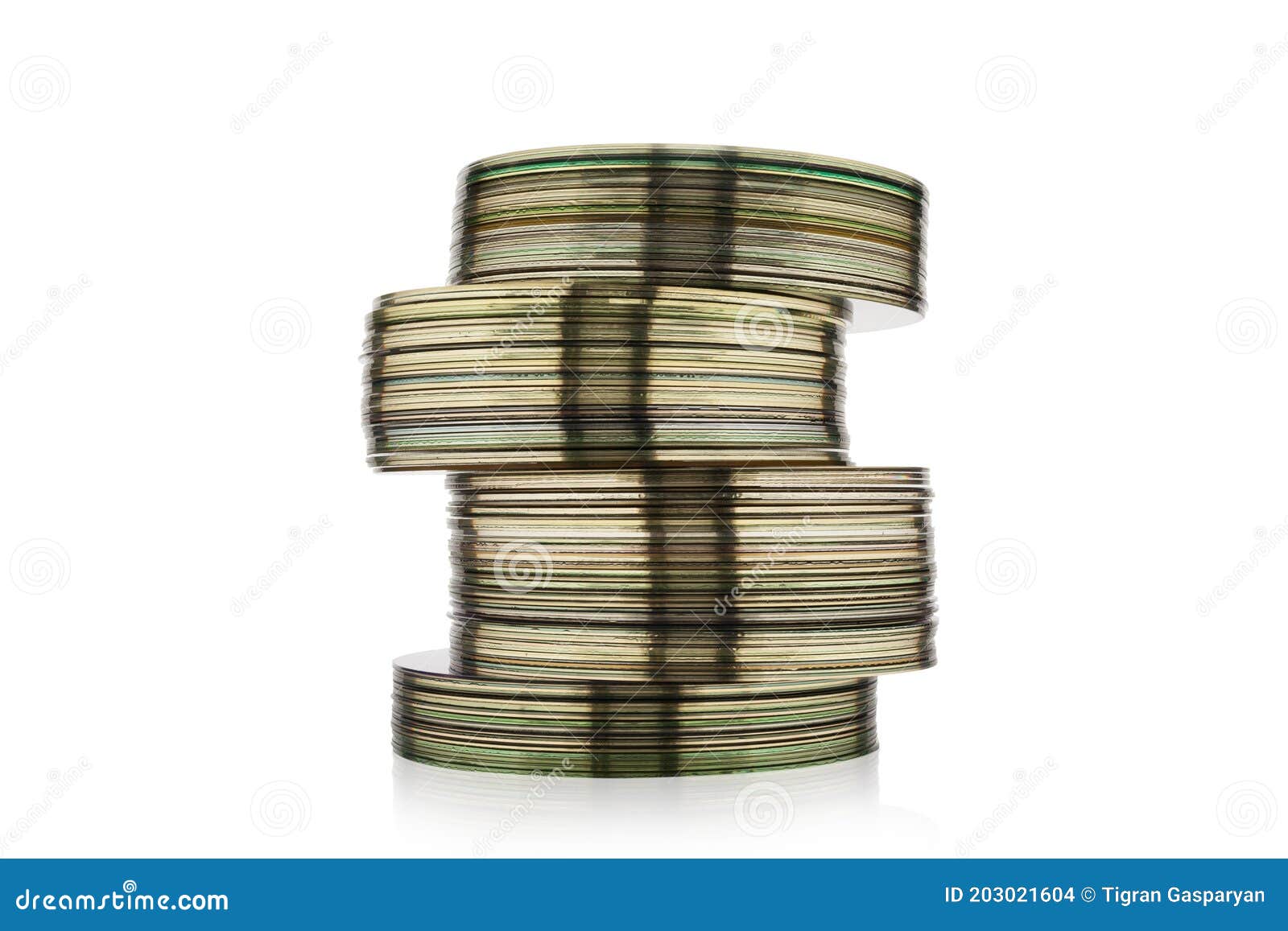 Stack of CD or DVD Disk Isolated on White Background. Set Collection ...