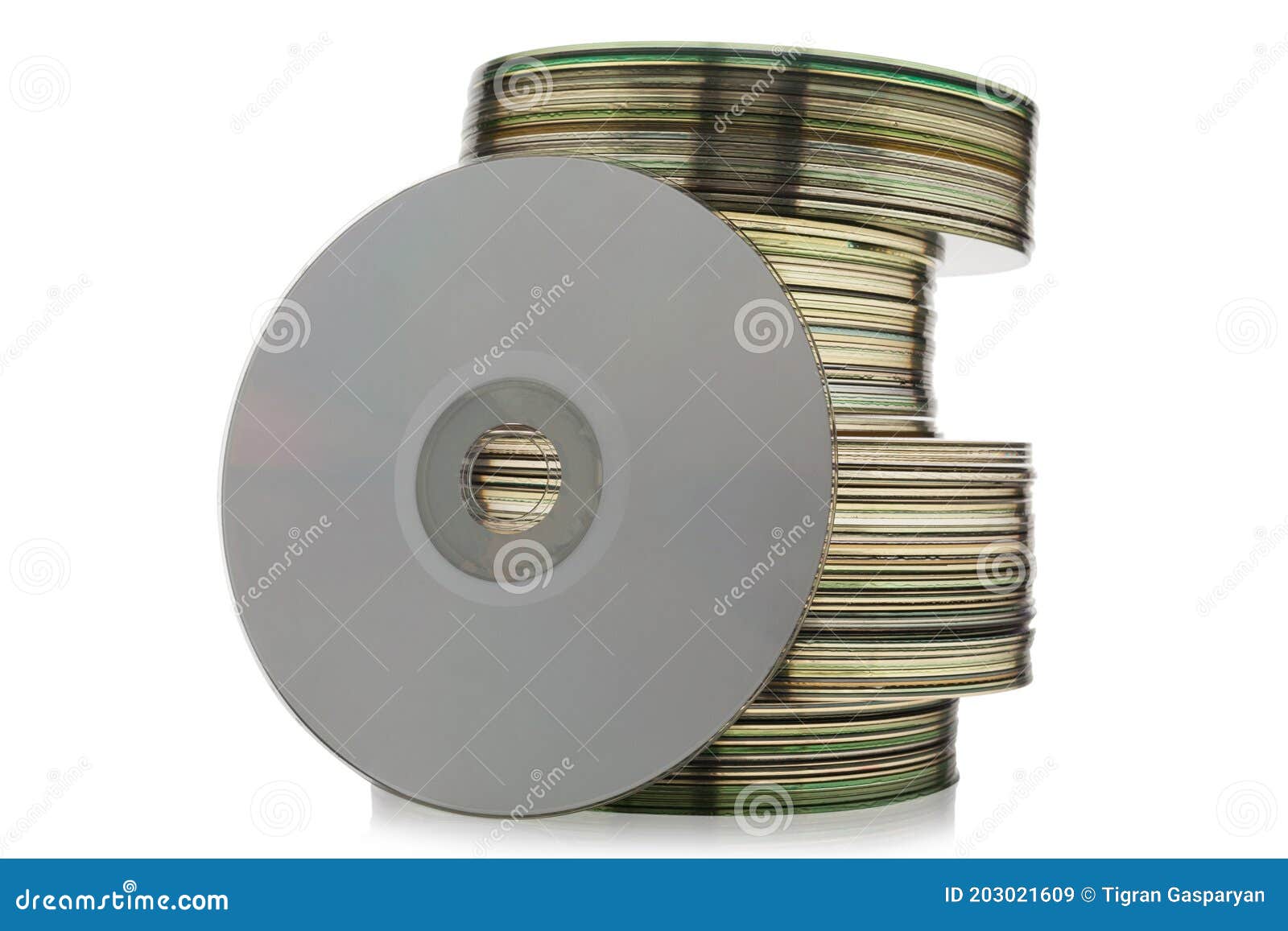 Stack of CD or DVD Disk Isolated on White Background. Set Collection ...