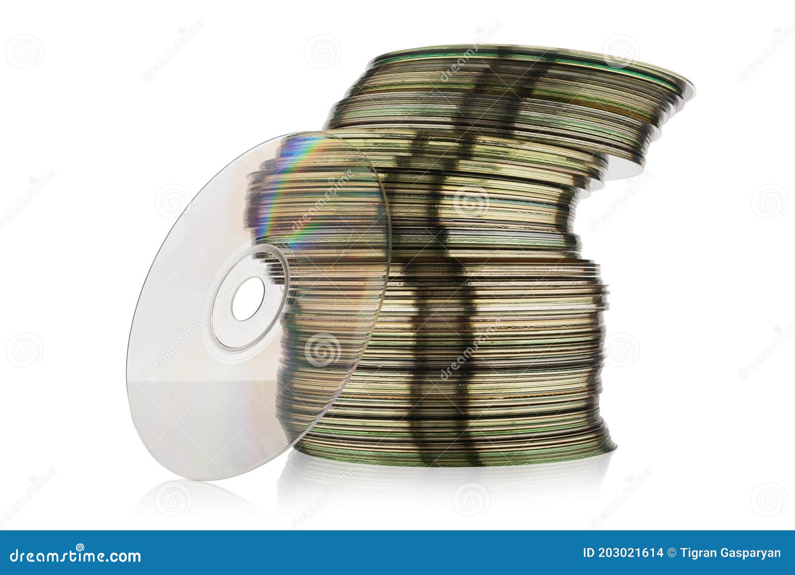 Stack of CD or DVD Disk Isolated on White Background. Set Collection ...