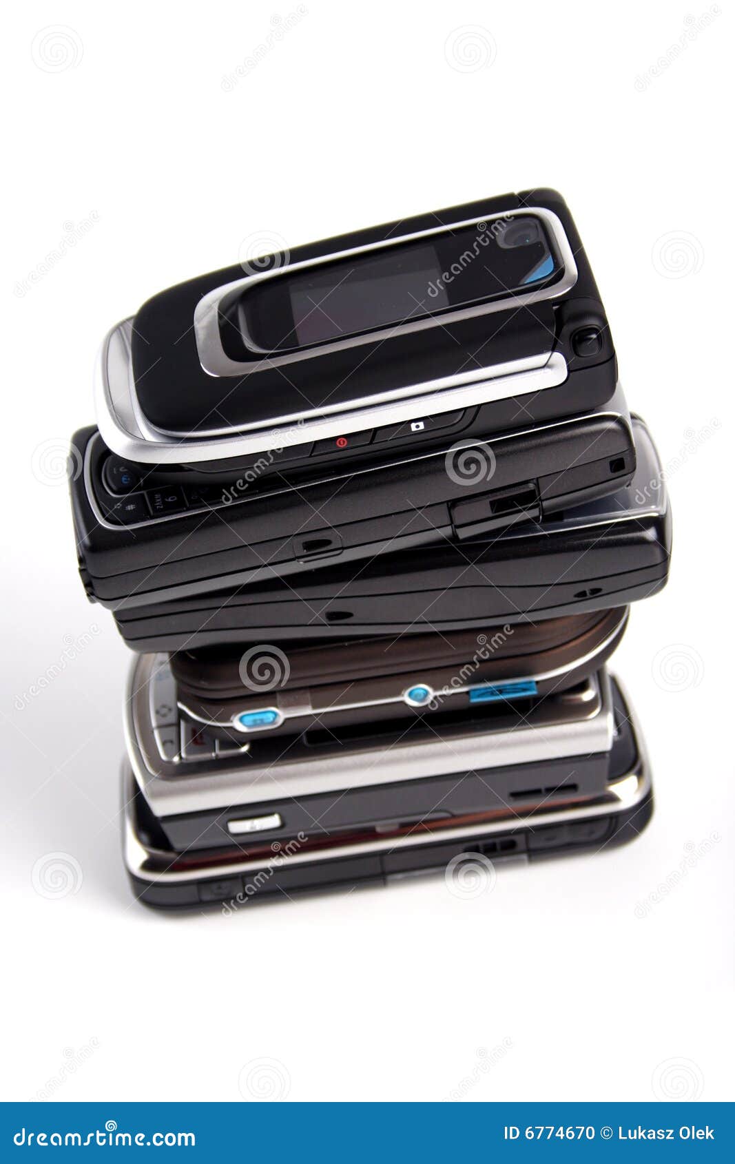 Stack of cellphones stock photo. Image of technology, telephone - 6774670