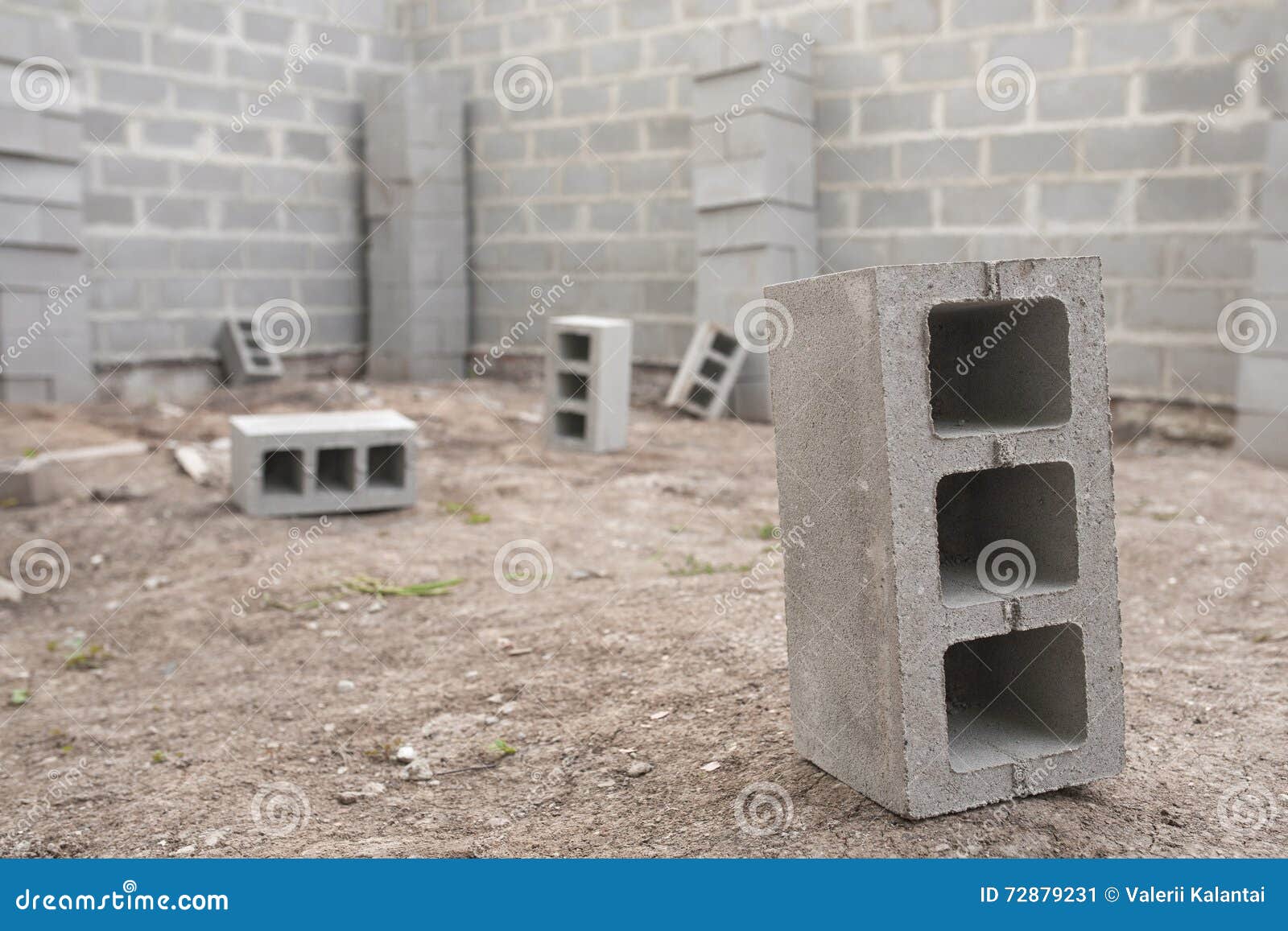 Stack of Cement Blocks at the Construction Site Stock Image - Image of ...