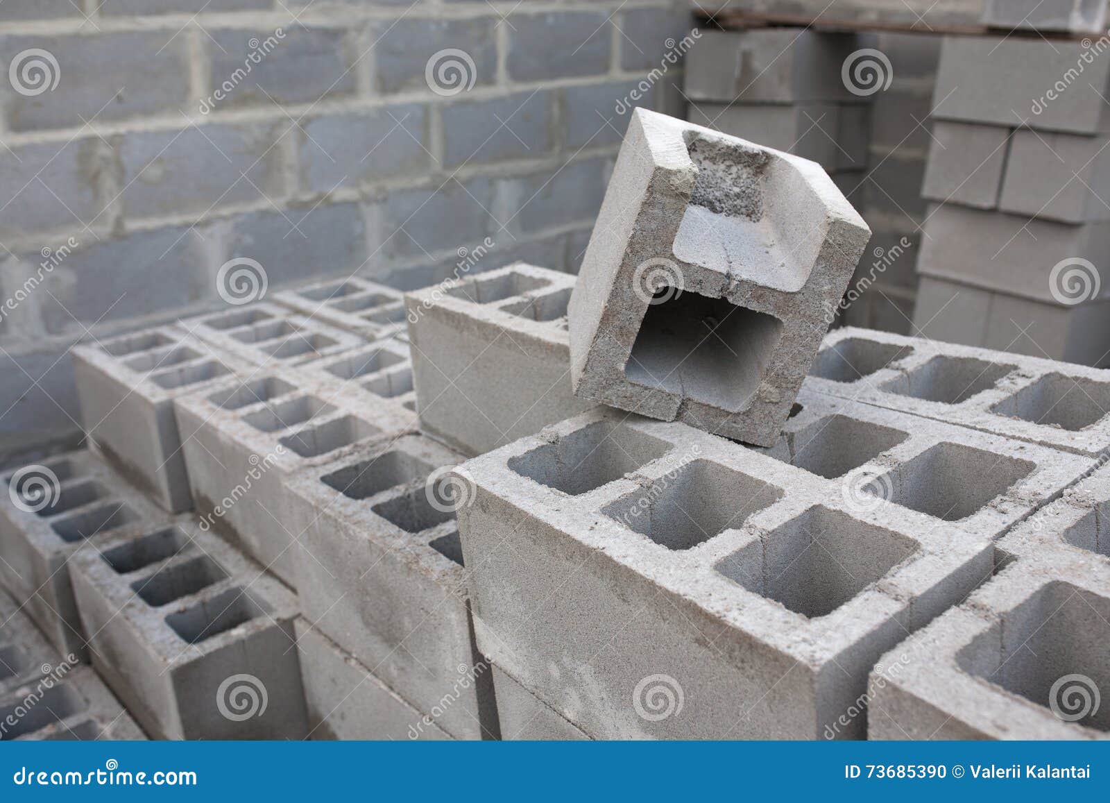 Stack of Cement Blocks at the Construction Site. Cinder Blocks ...