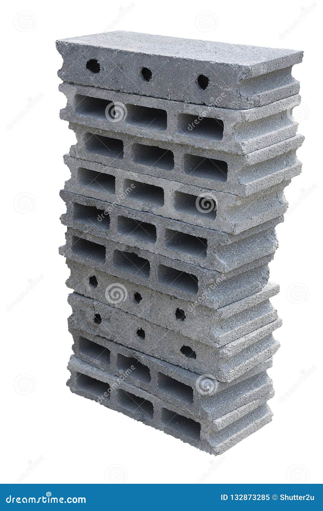 Stack of Cement Brick Block on Isolated White Background with Clipping ...