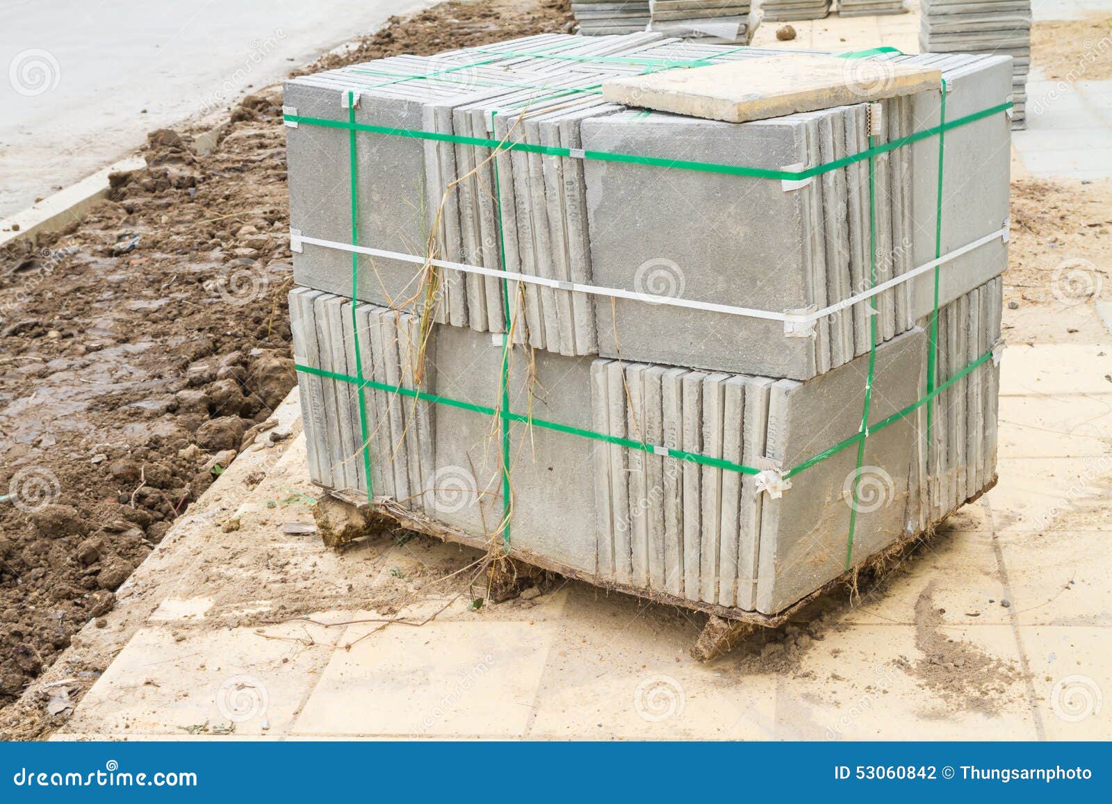 Stack Of Cement Blocks At The Construction Site. Cinder Blocks ...